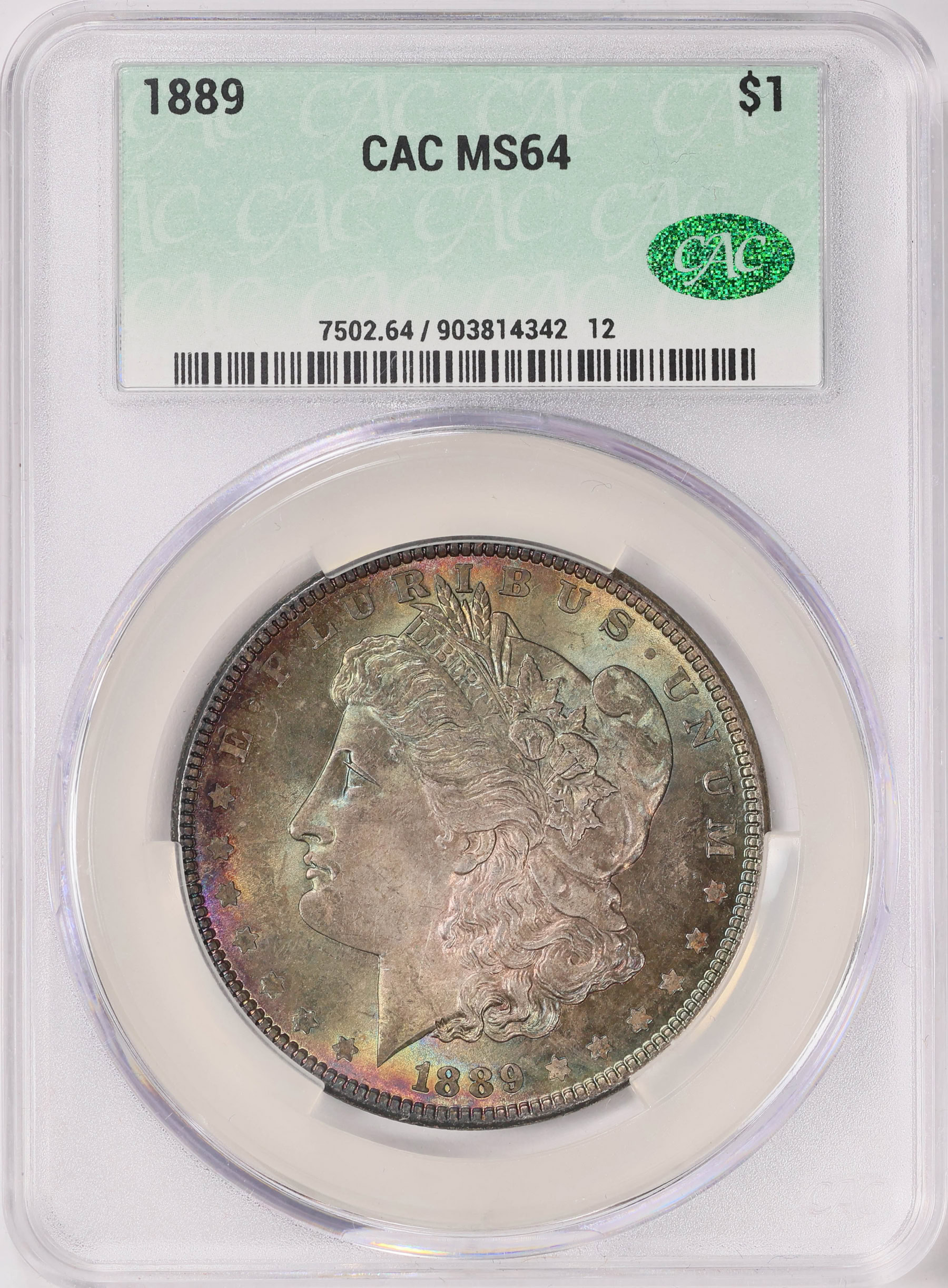 1889 Morgan Silver Dollar CACG MS-64 (Toned) (Item 1850834) | GreatCollections Coin Auctions
