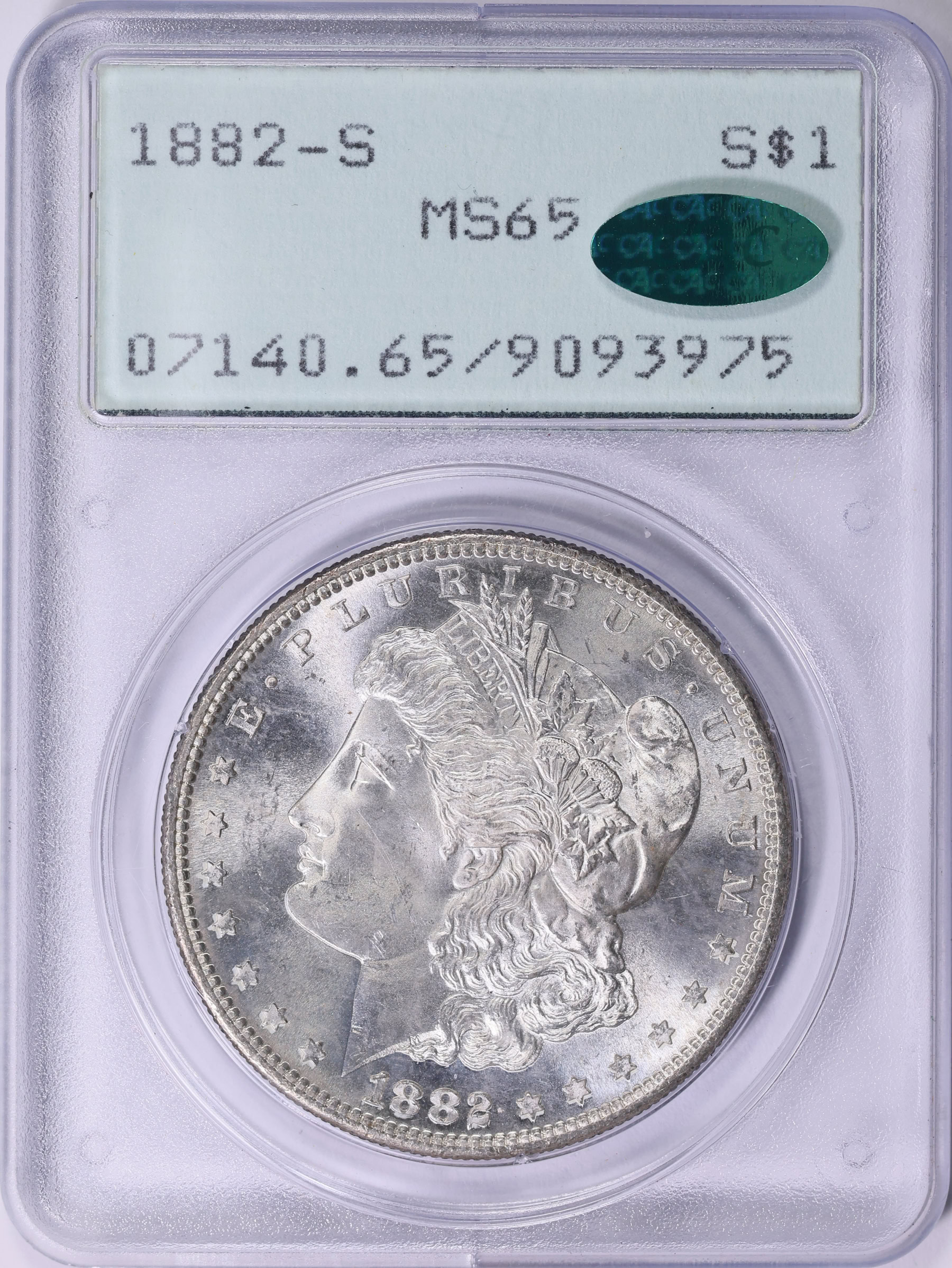 1882-S Morgan Silver Dollar PCGS MS-65 (CAC Green) OGH (1st Gen) (Item 1850877 ...