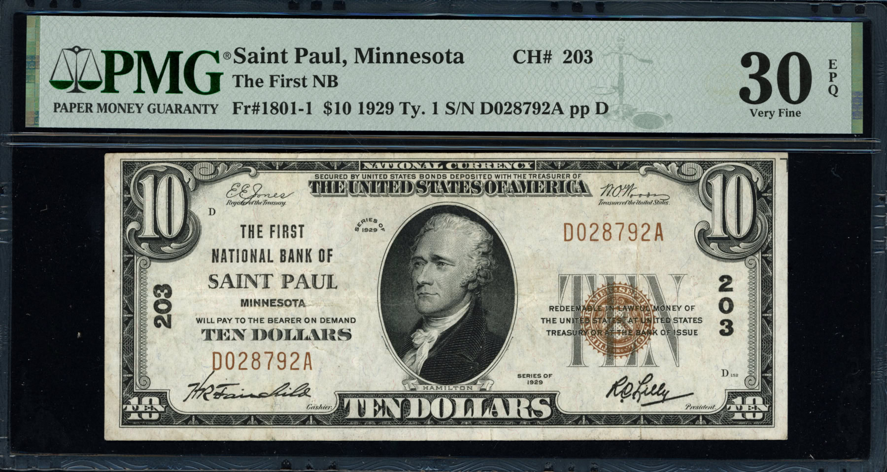 Fr. 1801-1 Saint Paul, Minnesota 1929 Type 1 $10 Note The First ...