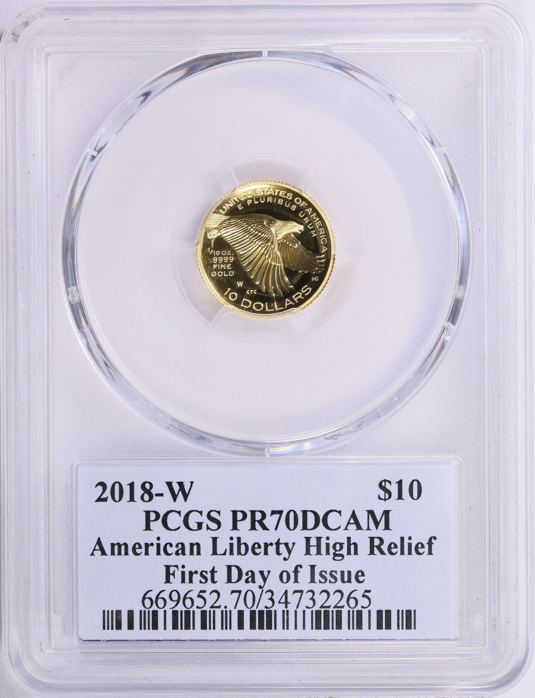 2018-W American Liberty High Relief $10 Gold First Day of Issue PCGS ...