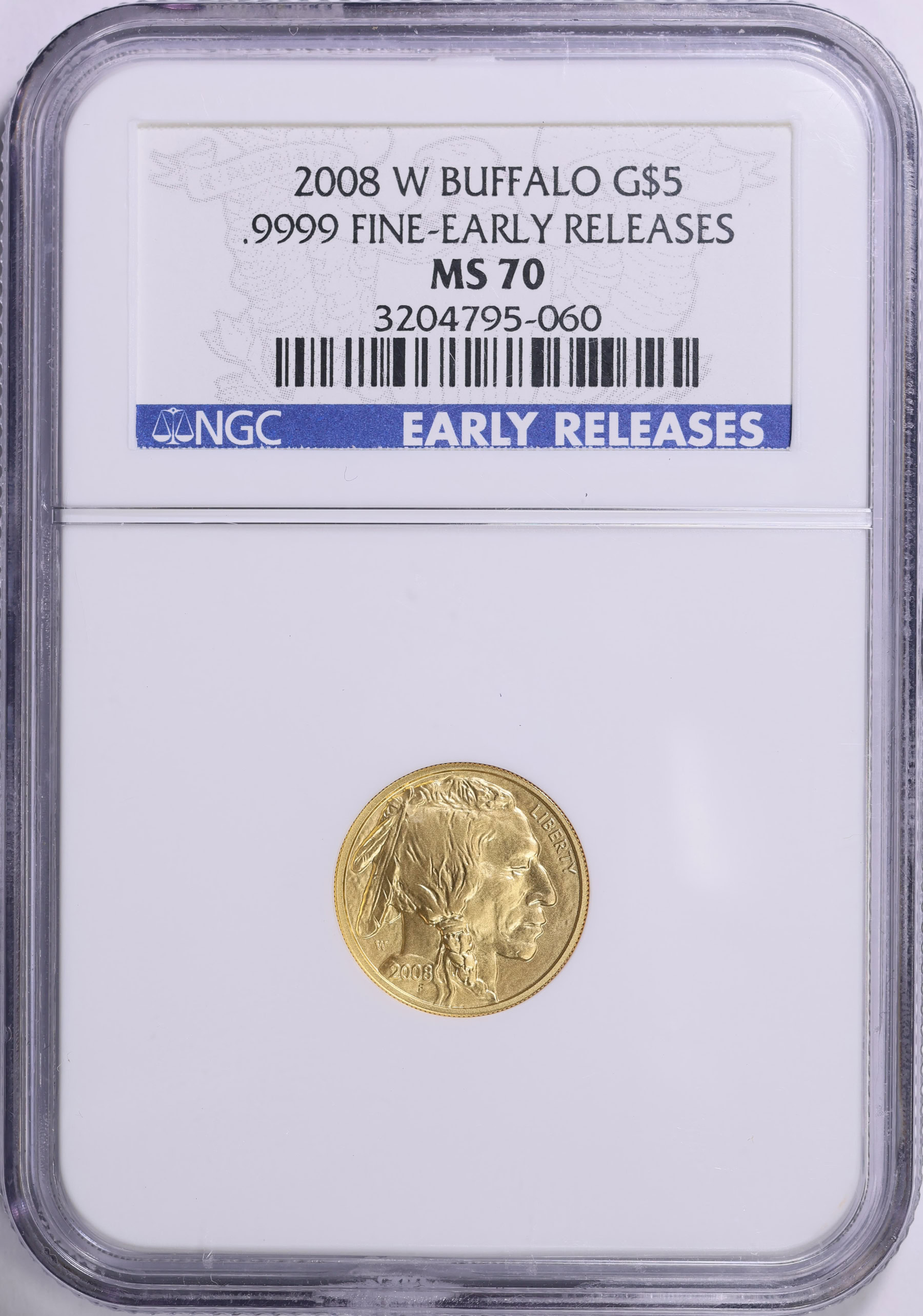 2008-W $5 Tenth-Ounce Gold American Buffalo Burnished Early Releases NGC MS-70 (Item 1850968 ...