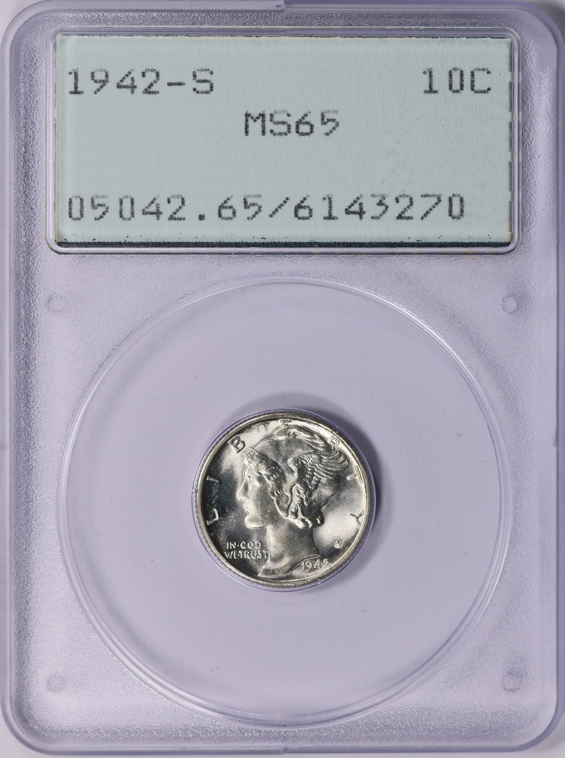 1942-S Mercury Dime PCGS MS-65 OGH (1st Gen) (Item 1850982) | GreatCollections Coin Auctions