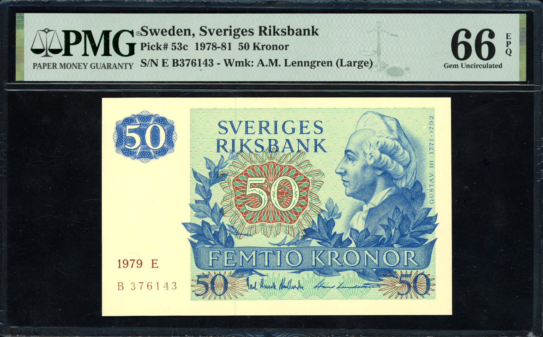 Sweden 1979 50 Kronor Sveriges Riksbank Note SCWPM-53c PMG Gem ...