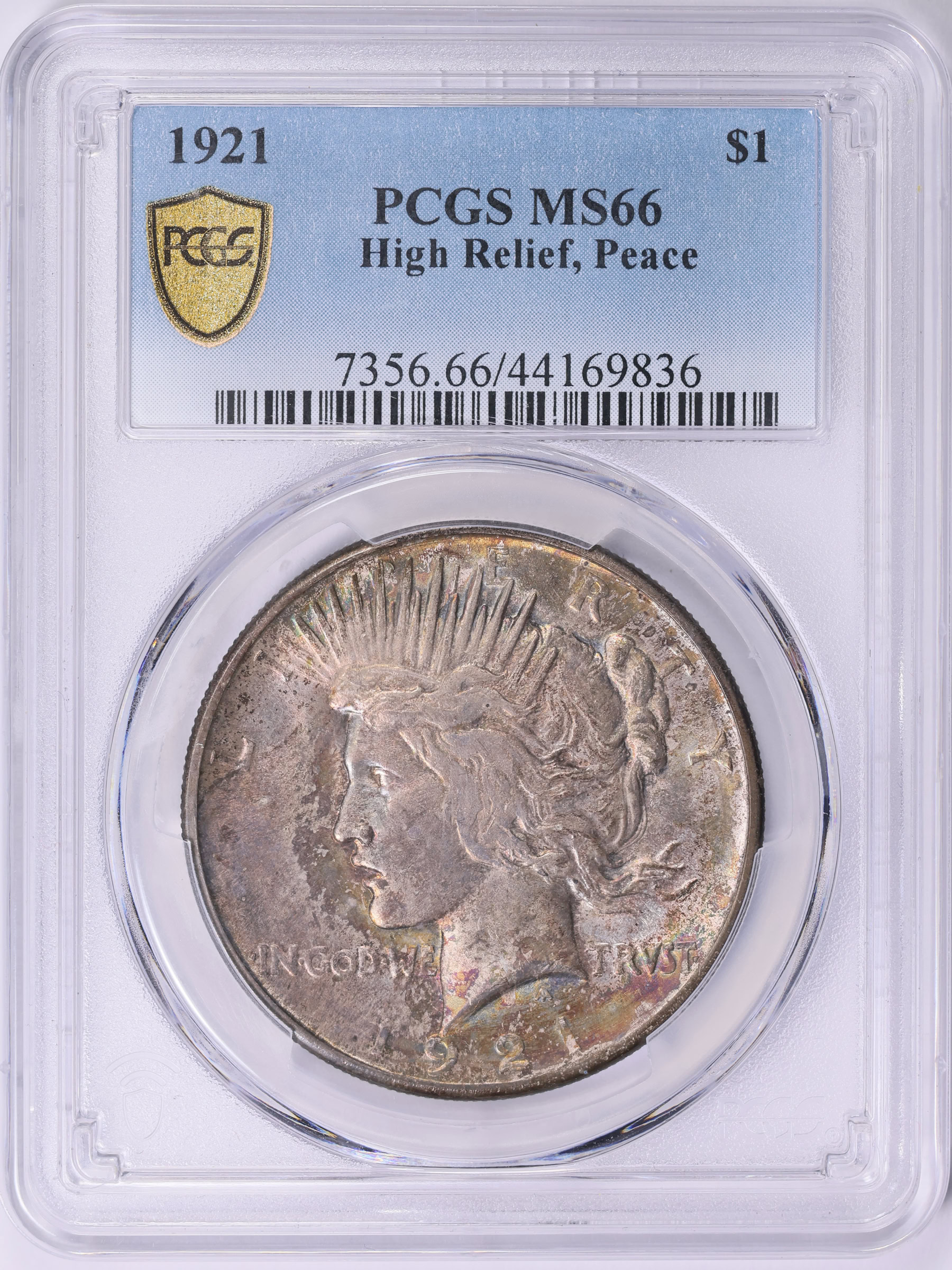 1921 Peace Silver Dollar High Relief PCGS MS-66 (Toned) (Item 1851051 ...