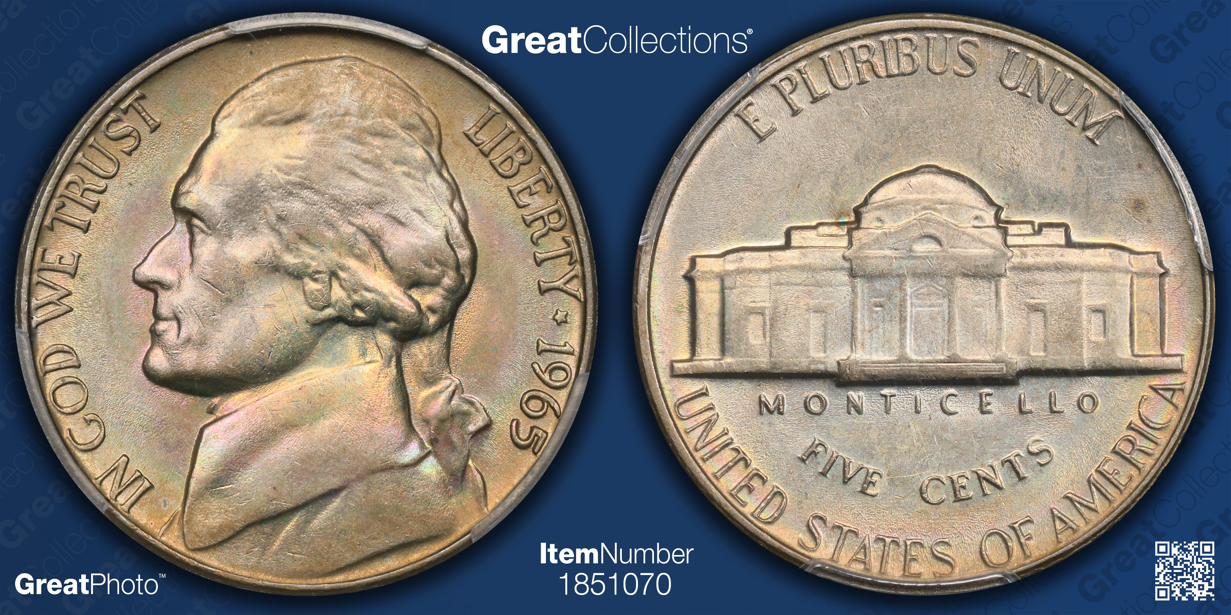 1965 Jefferson Nickel PCGS MS-62 (Toned) (Item 1851070 ...