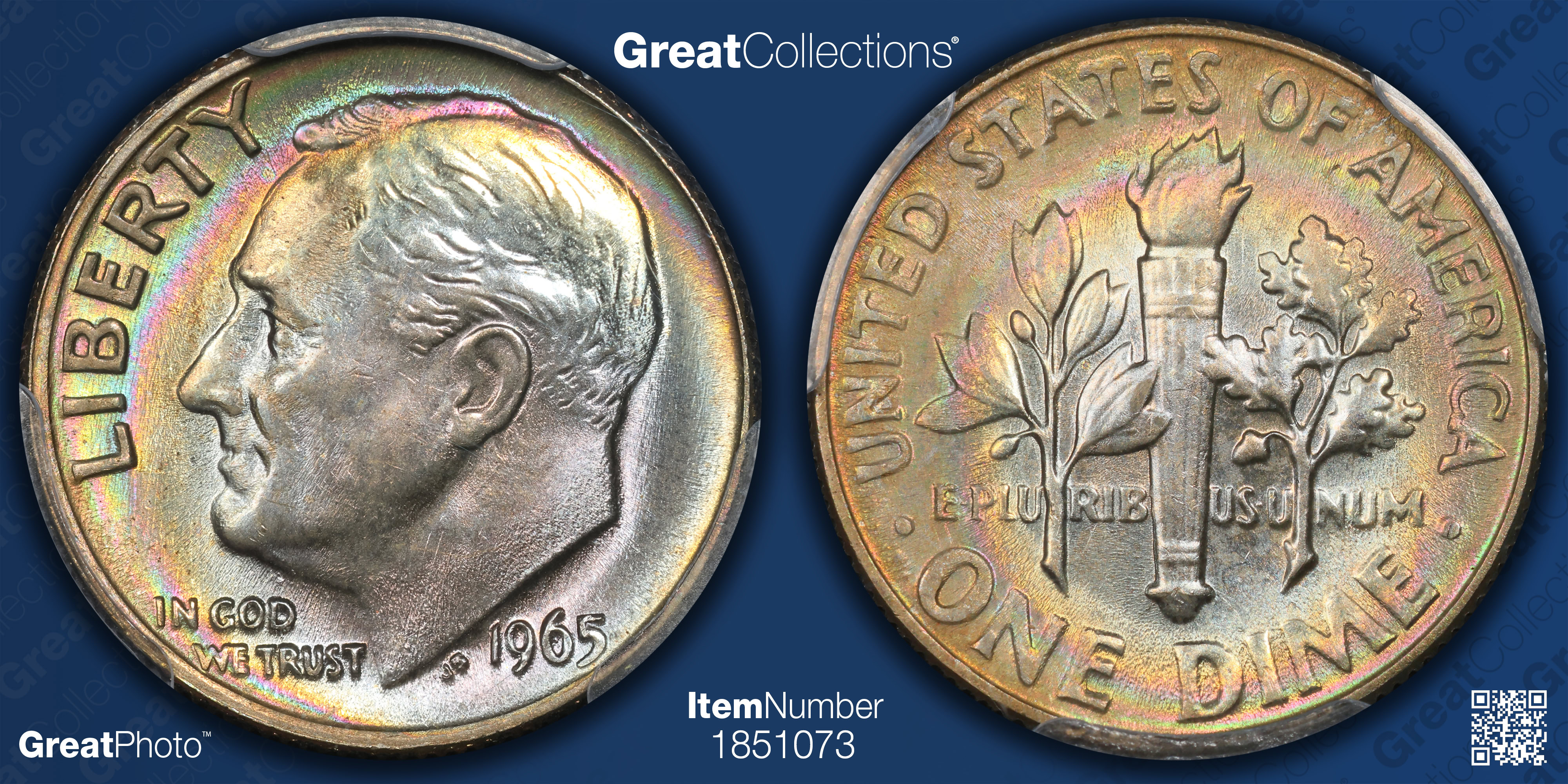 1965 Roosevelt Dime PCGS MS-66 (Toned) (Item 1851073 ...