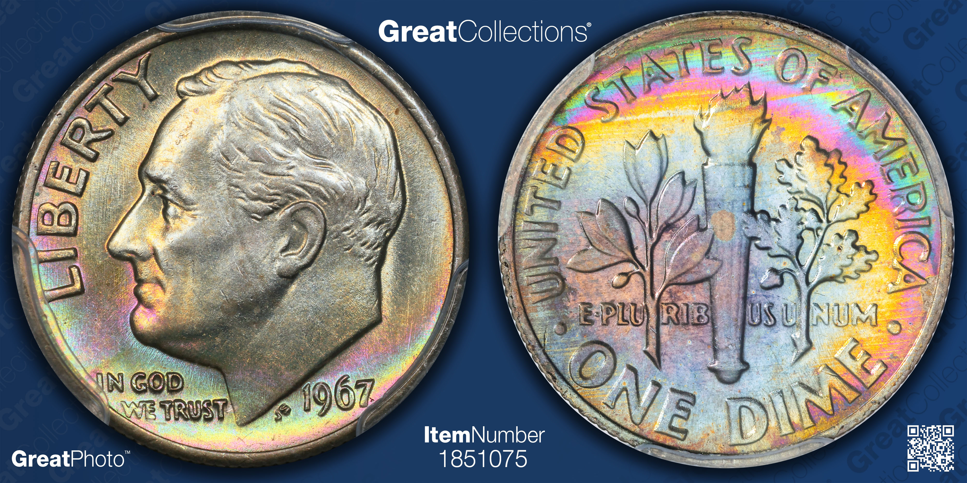 1967 Roosevelt Dime PCGS MS-65 (Toned) (Item 1851075 ...