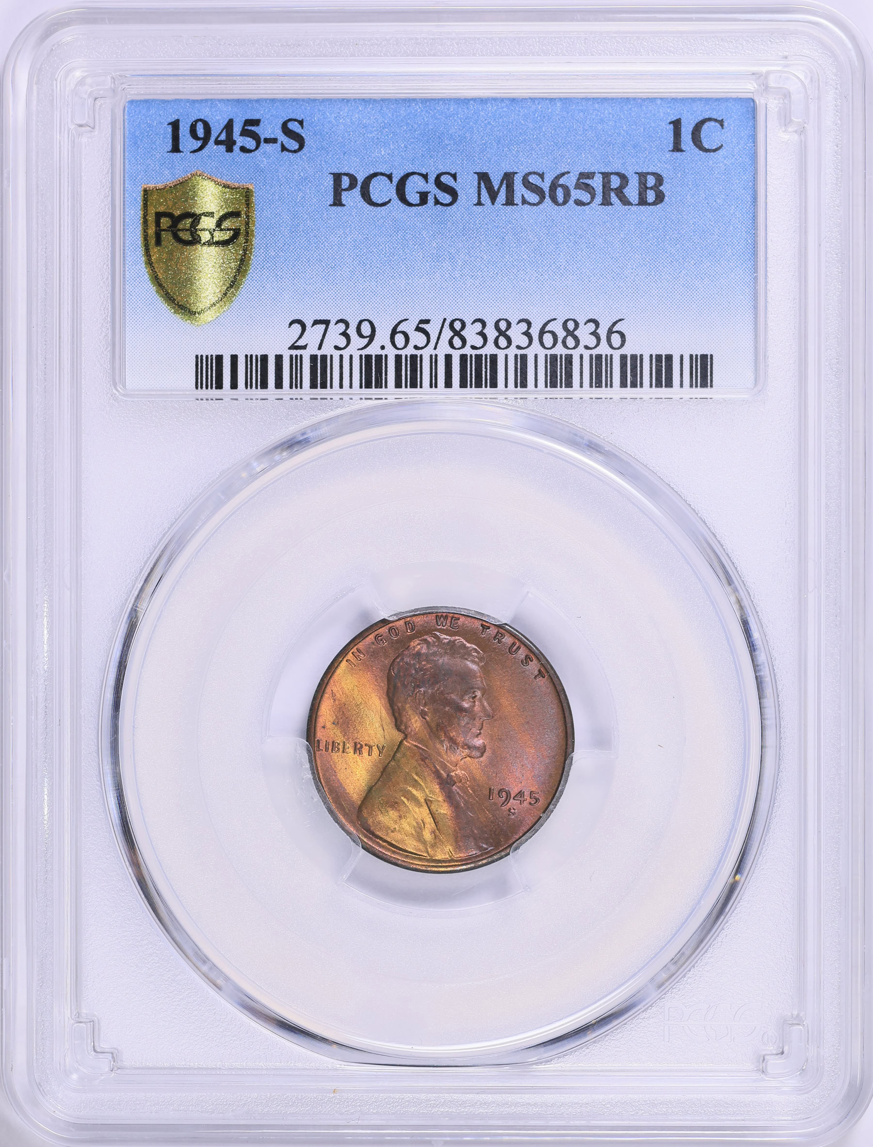 1945-S Lincoln Cent PCGS MS-65 RB (Toned) (Item 1851094) | GreatCollections Coin Auctions