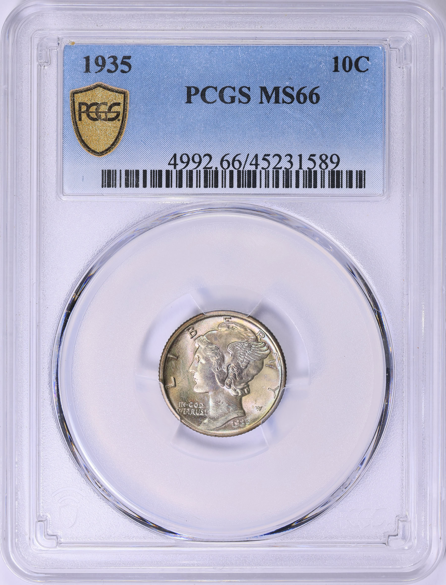 1935 Mercury Dime PCGS MS-66 (Toned) (Item 1851111) | GreatCollections Coin Auctions