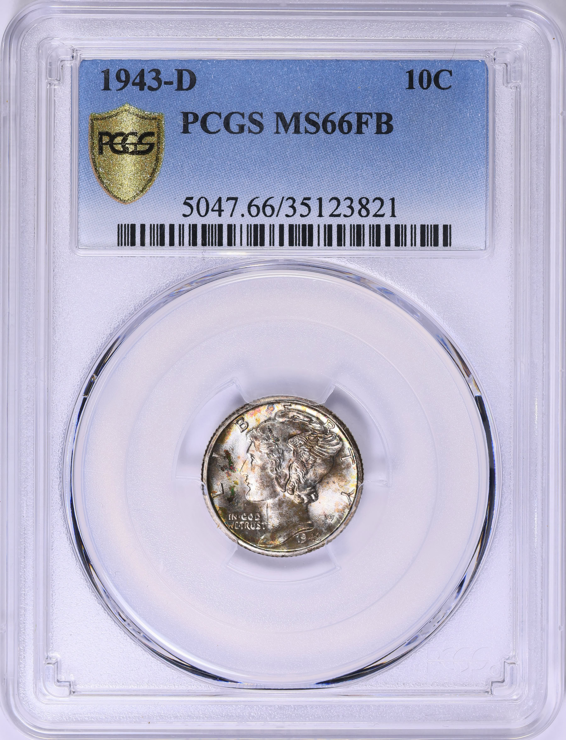 1943-D Mercury Dime PCGS MS-66 FB (Toned) (Item 1851115) | GreatCollections Coin Auctions