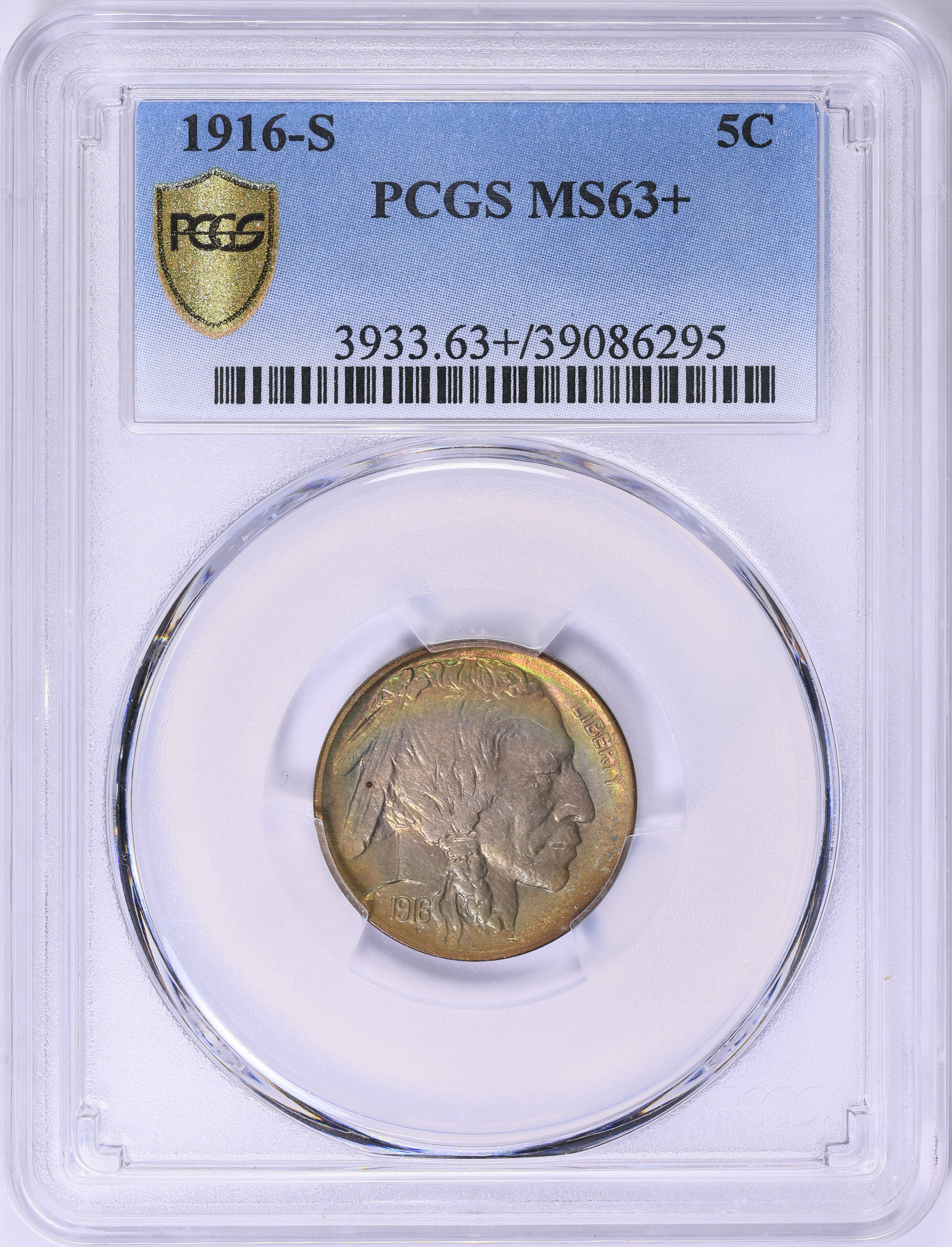 1916-S Buffalo Nickel PCGS MS-63+ (Toned) (Item 1851124) | GreatCollections Coin Auctions