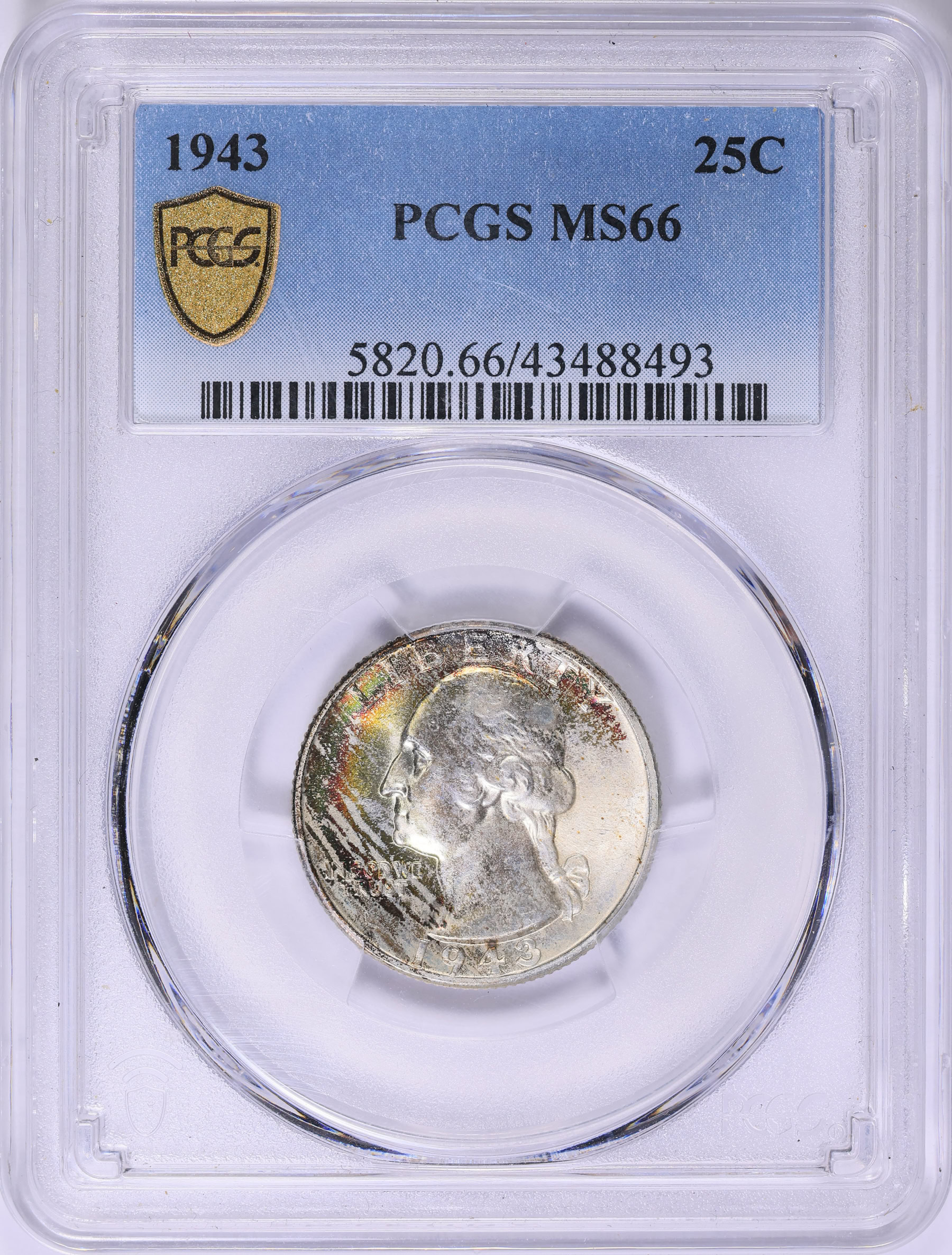 1943 Washington Quarter PCGS MS-66 (Toned) (Item 1851140) | GreatCollections Coin Auctions