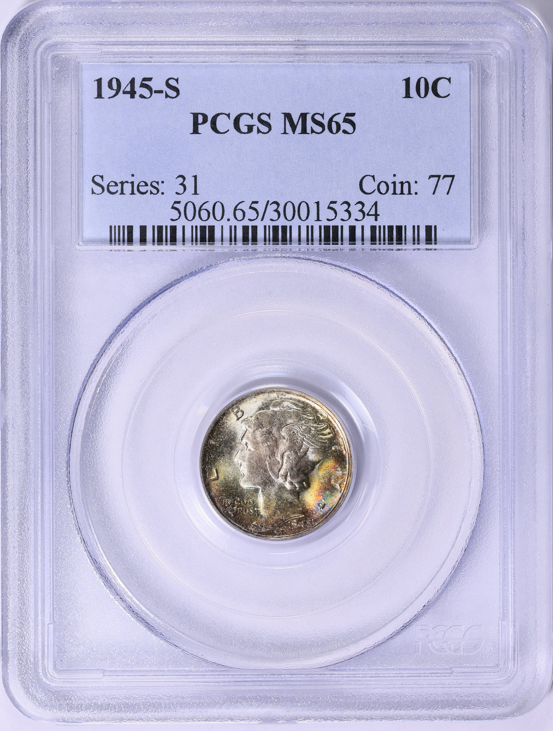 1945-S Mercury Dime PCGS MS-65 (Toned) (Item 1851217) | GreatCollections Coin Auctions