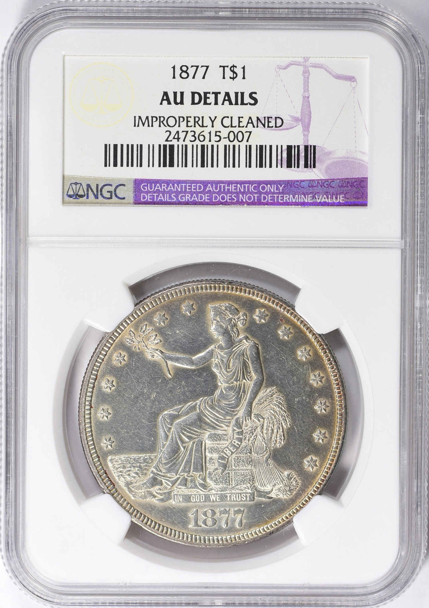 1877 Trade Silver Dollar NGC AU Details (Item 1851310) | GreatCollections Coin Auctions