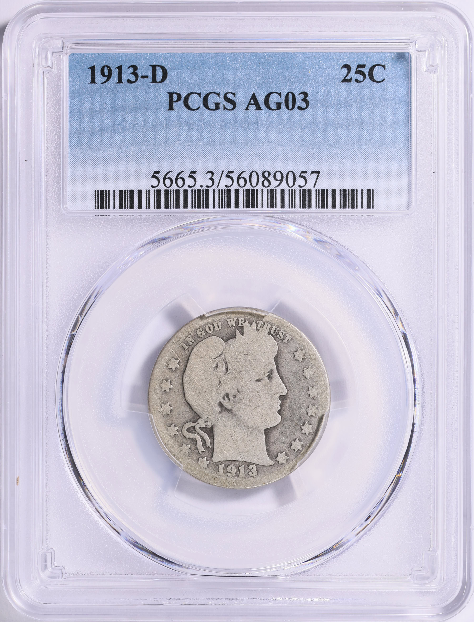 1913-D Barber Quarter PCGS AG-03 (Item 1851341) | GreatCollections Coin ...