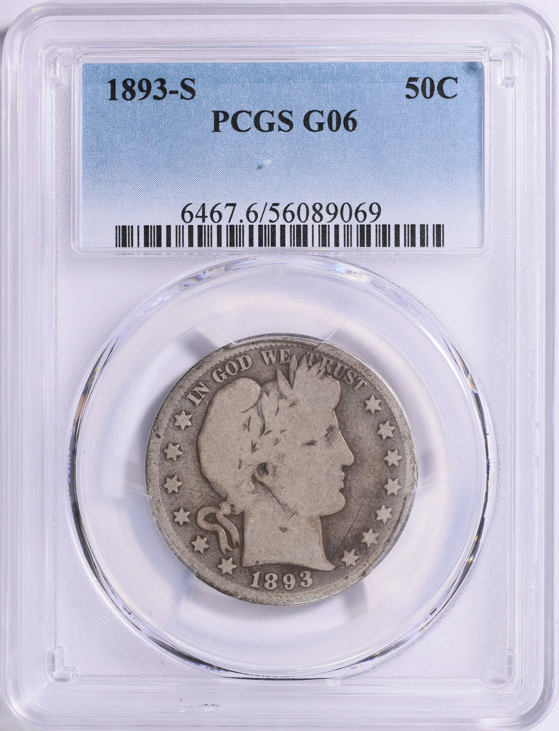 1893-S Barber Half Dollar PCGS G-06 (Item 1851352) | GreatCollections Coin Auctions