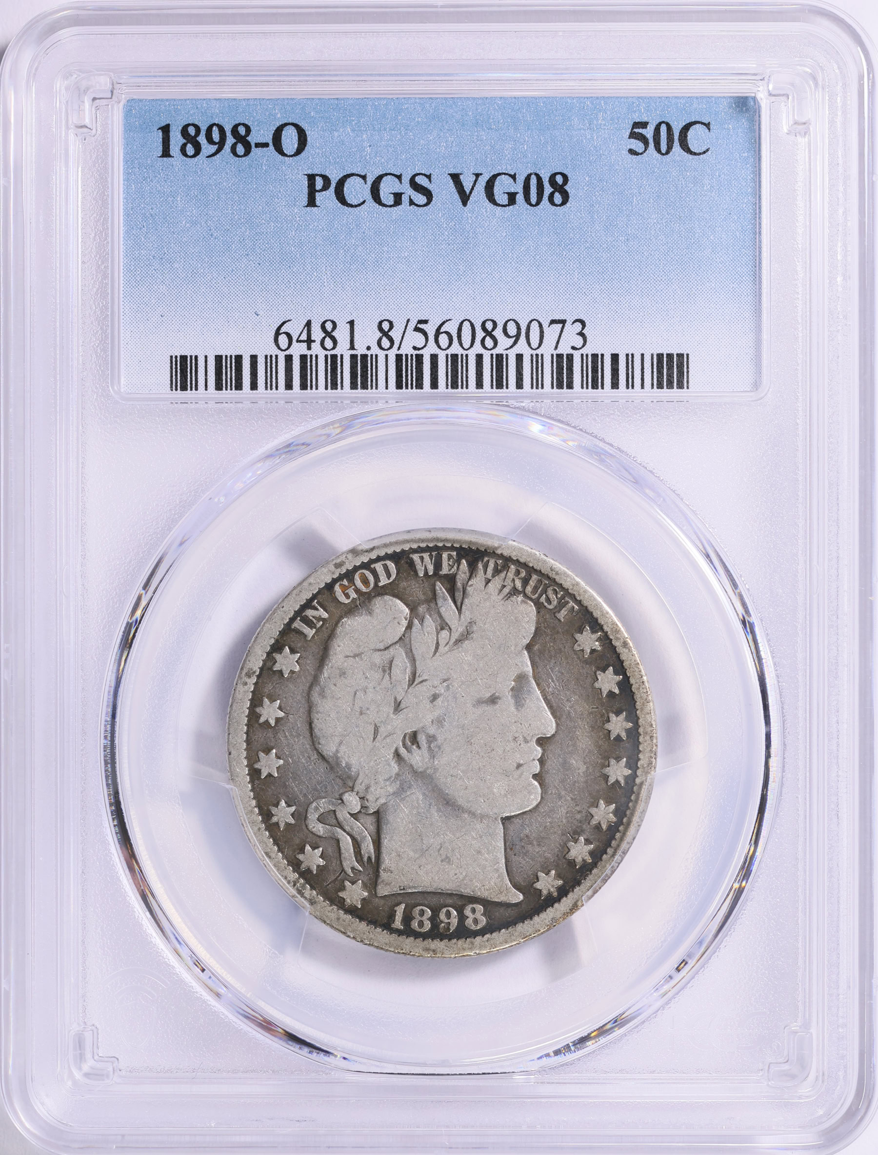 1898-O Barber Half Dollar PCGS VG-08 (Item 1851356) | GreatCollections Coin Auctions
