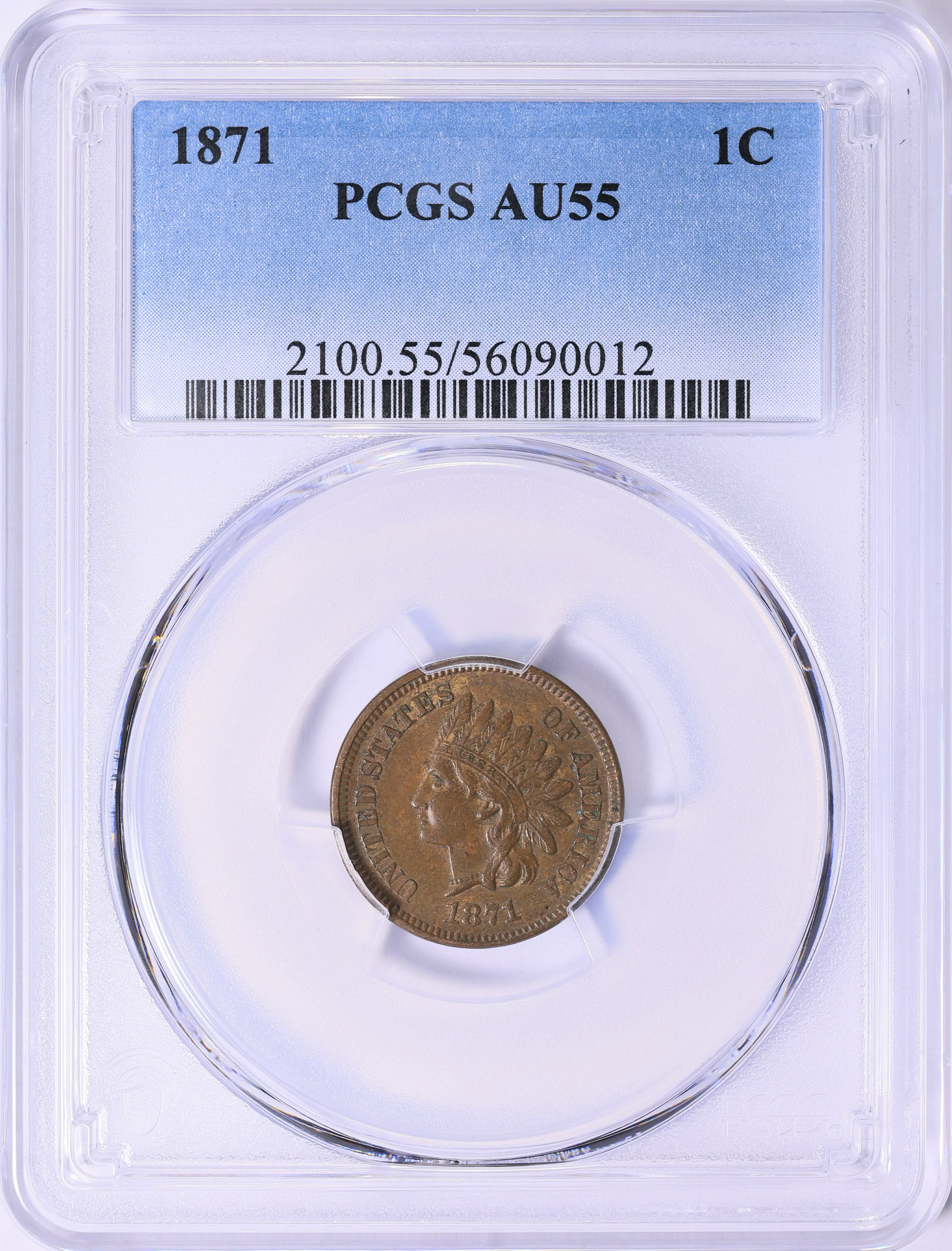 1871 Indian Cent PCGS AU-55 BN (Item 1851361) | GreatCollections Coin ...