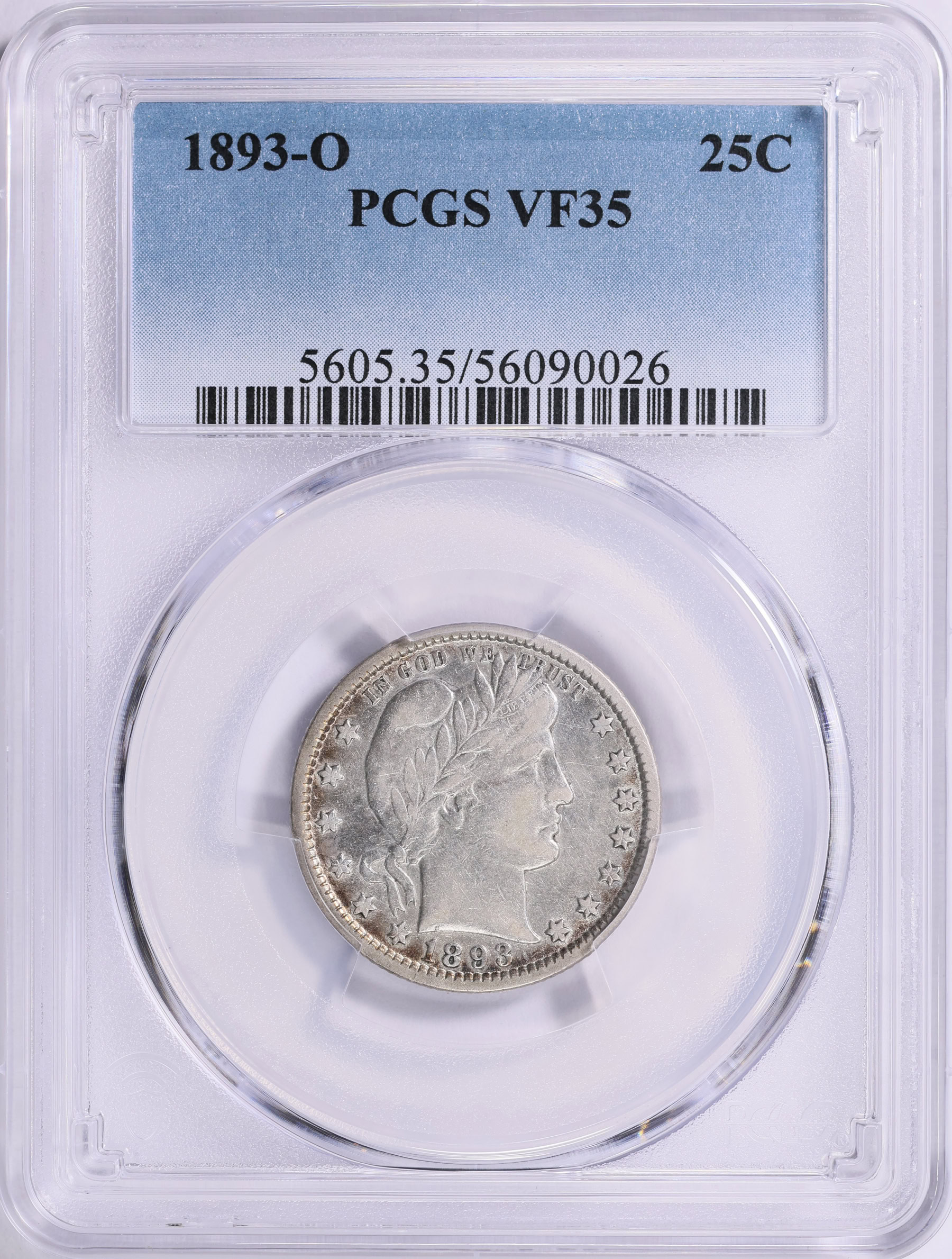 1893-O Barber Quarter PCGS VF-35 (Item 1851375) | GreatCollections Coin Auctions