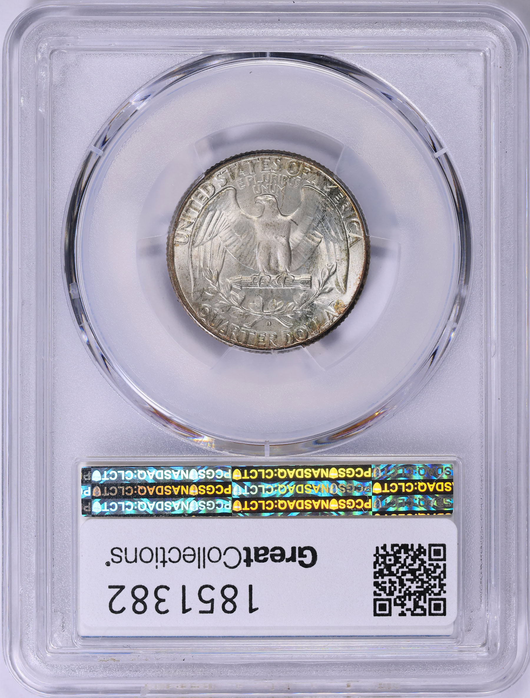 1937-D Washington Quarter PCGS MS-67+ (CAC Green) (Toned) (Item 1851382) | GreatCollections Coin ...