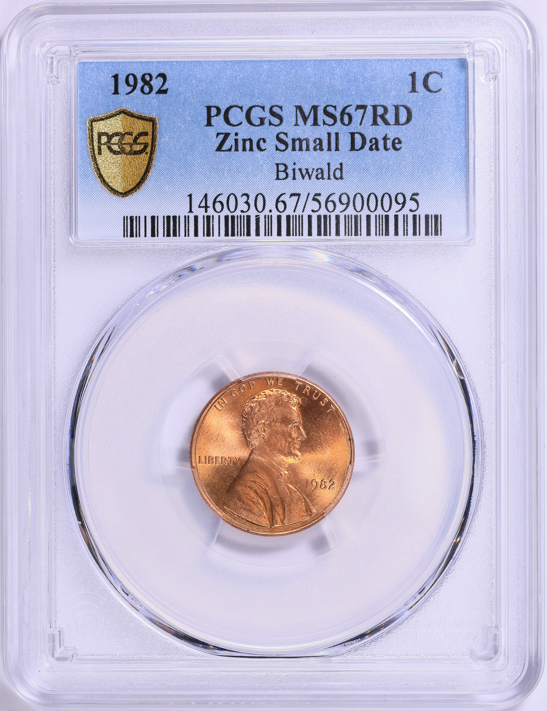 1982 Lincoln Cent Zinc Small Date PCGS MS-67 RD (Biwald Collection ...