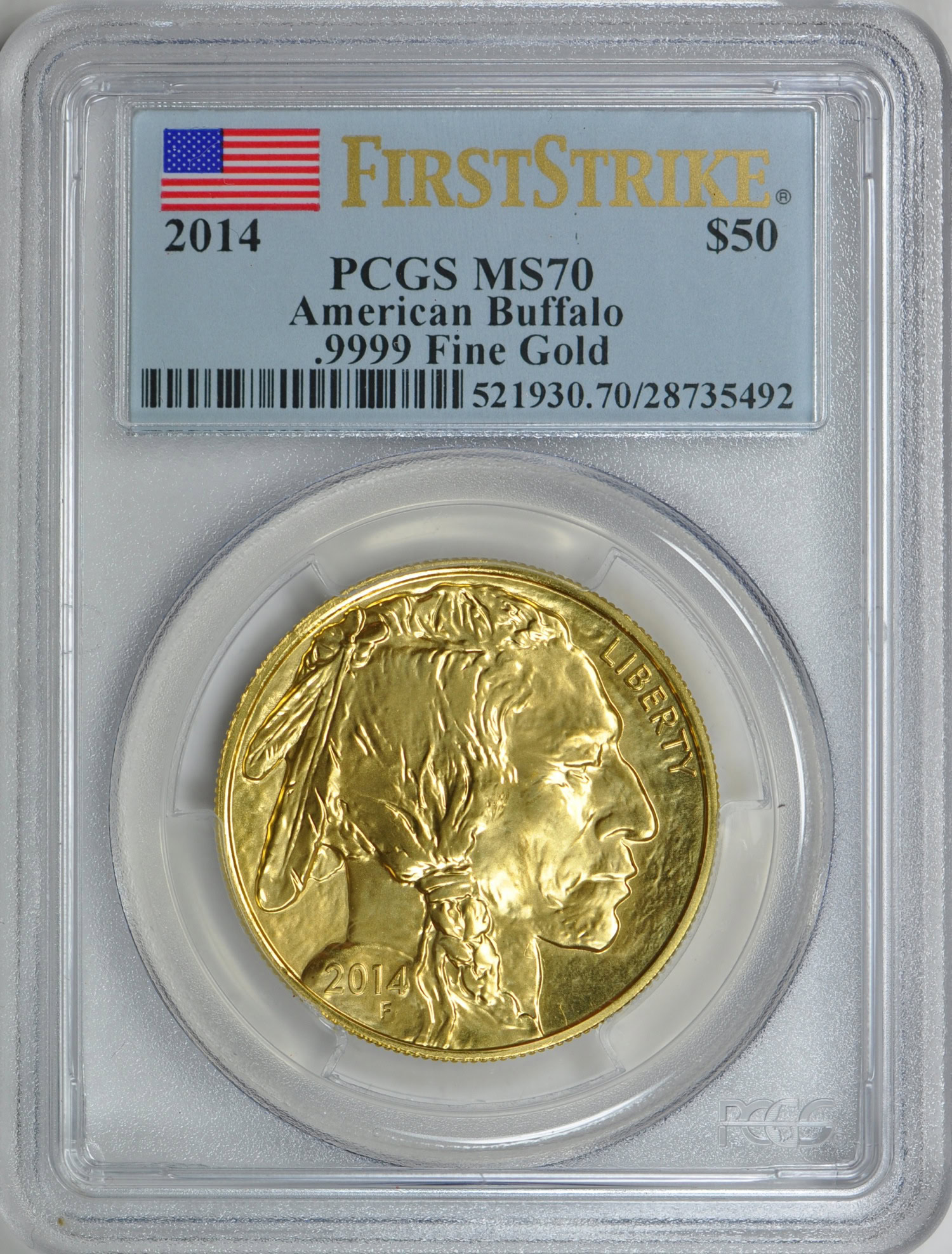 2014 $50 One-Ounce Gold American Buffalo First Strike PCGS MS-70 (Item 1851539 ...