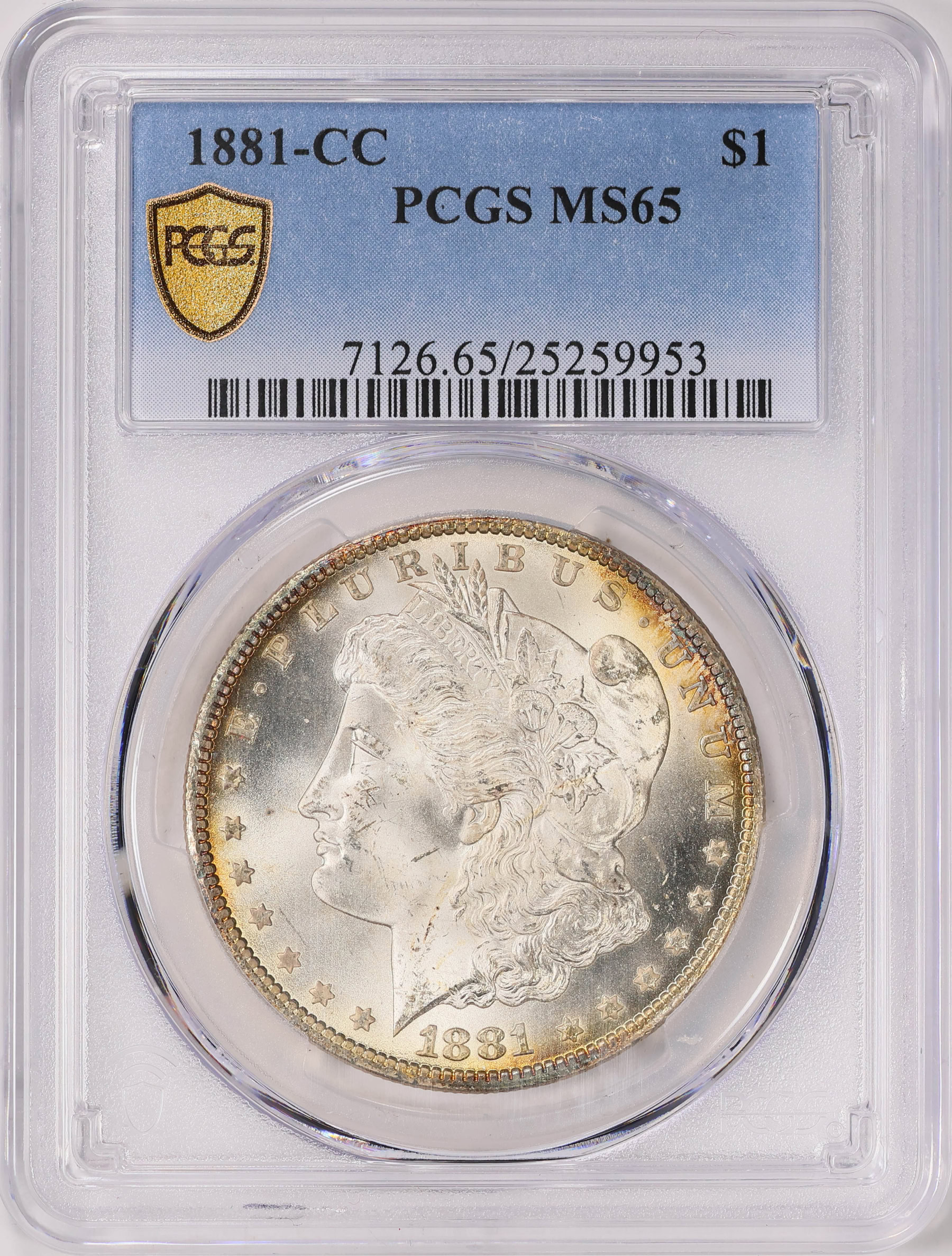 1881-CC Morgan Silver Dollar PCGS MS-65 (Toned) (Item 1851578) | GreatCollections Coin Auctions