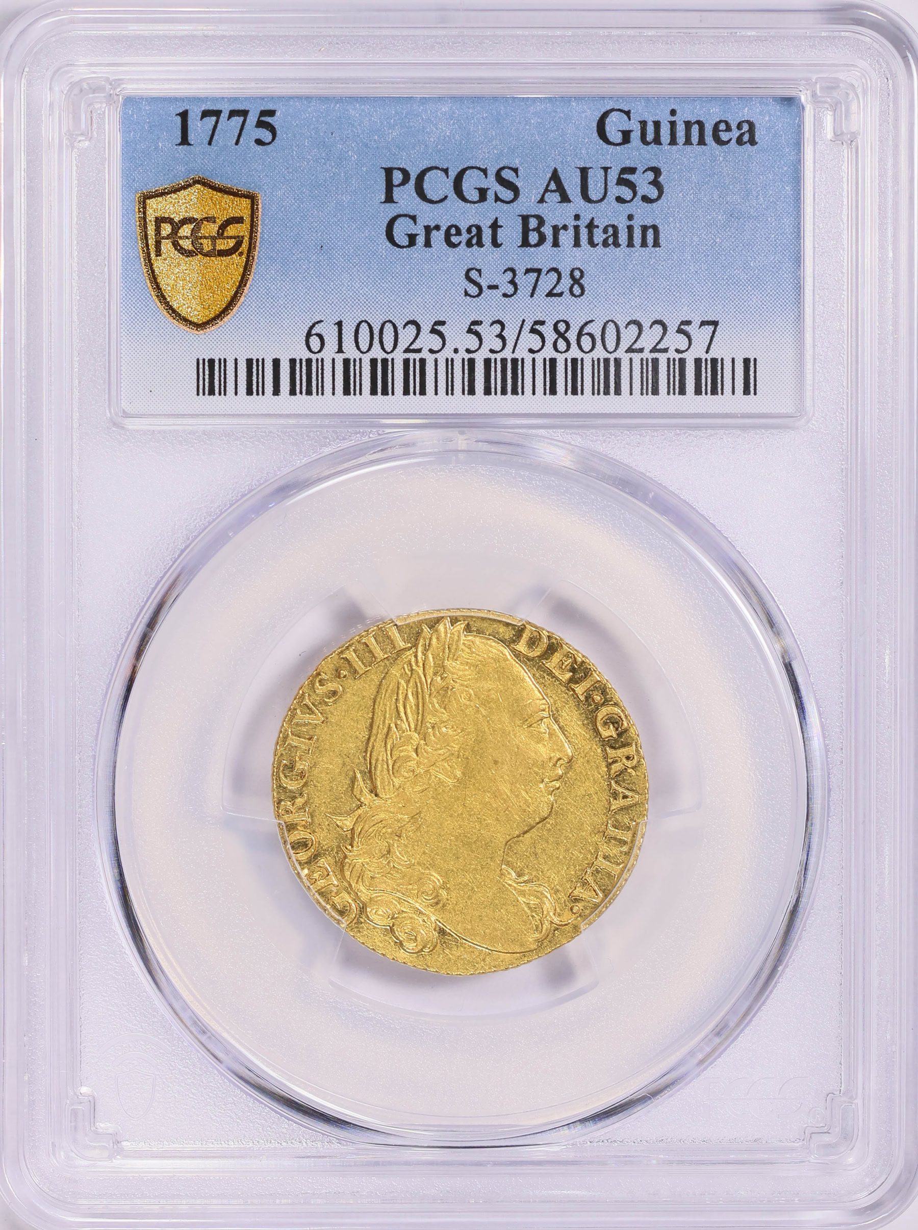 Great Britain 1775 Gold Guinea KM-604 PCGS AU-53 (AGW = 0.2476 oz ...