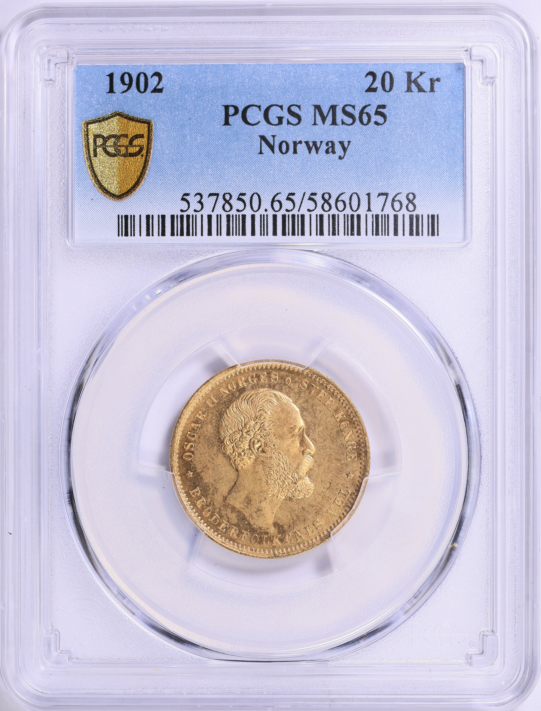 Norway 1902 Gold 20 Kroner KM-355 PCGS MS-65 (AGW = 0.2593 oz.) (Item ...