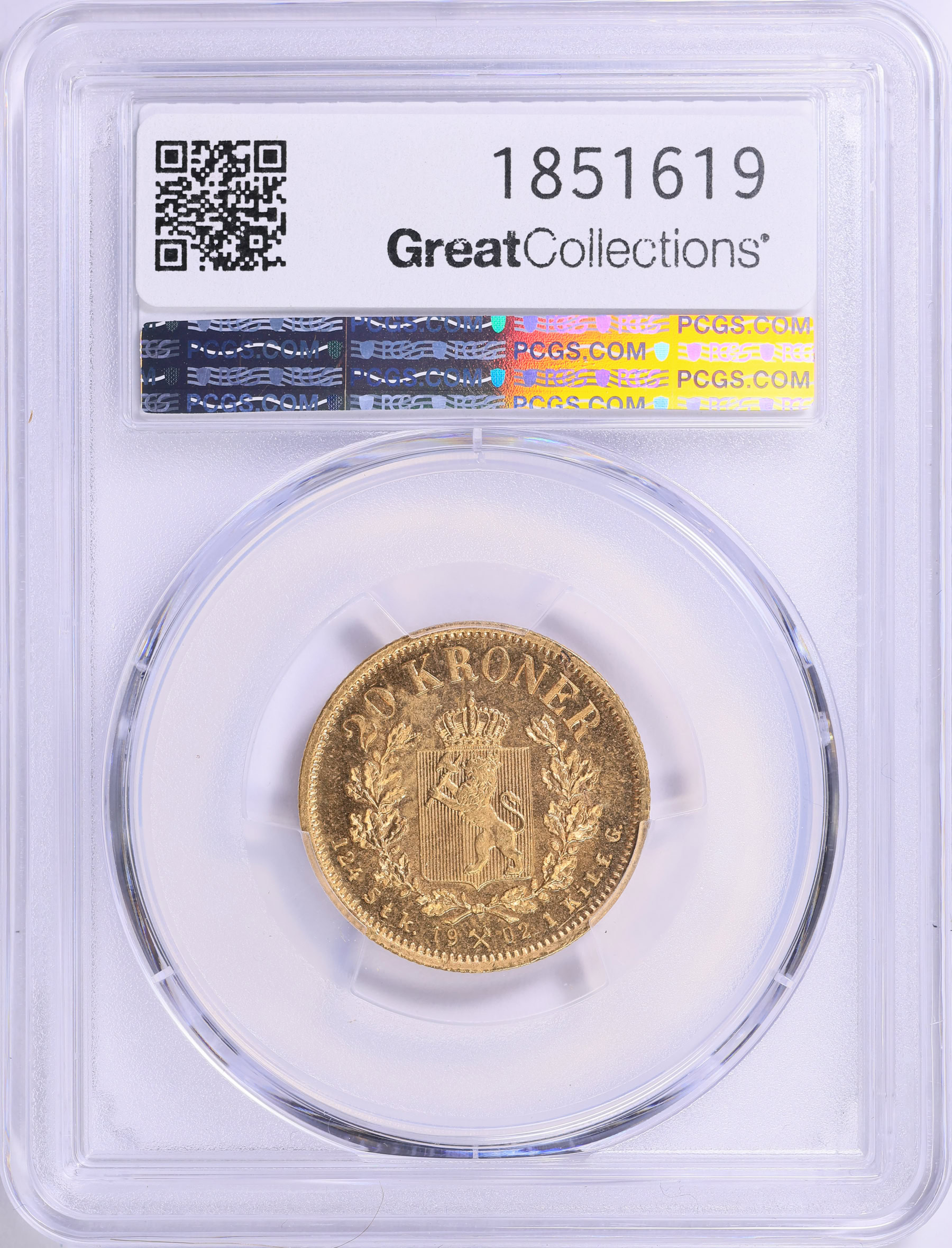 Norway 1902 Gold 20 Kroner KM-355 PCGS MS-65 (AGW = 0.2593 oz.) (Item ...