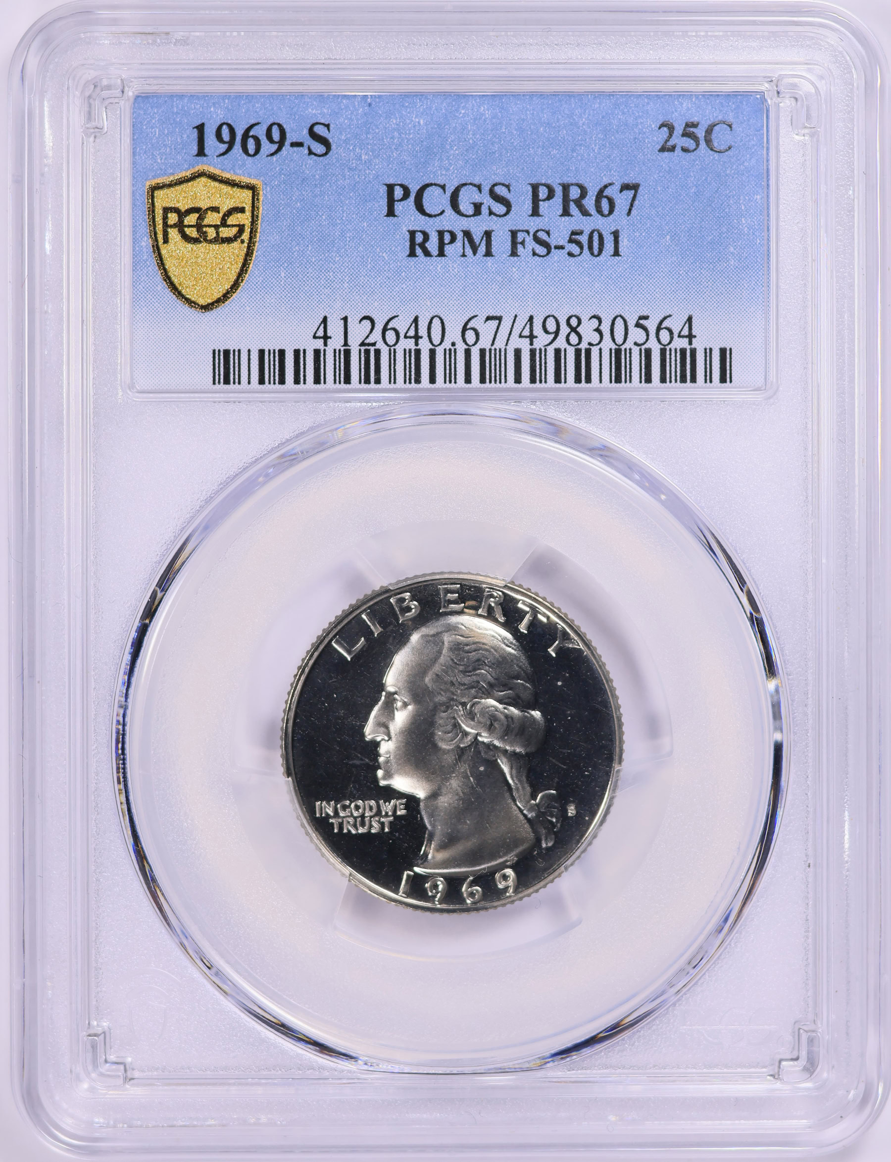 1969-S Washington Quarter Repunched Mintmark FS-501 PCGS Proof-67 (Item 1851757 ...