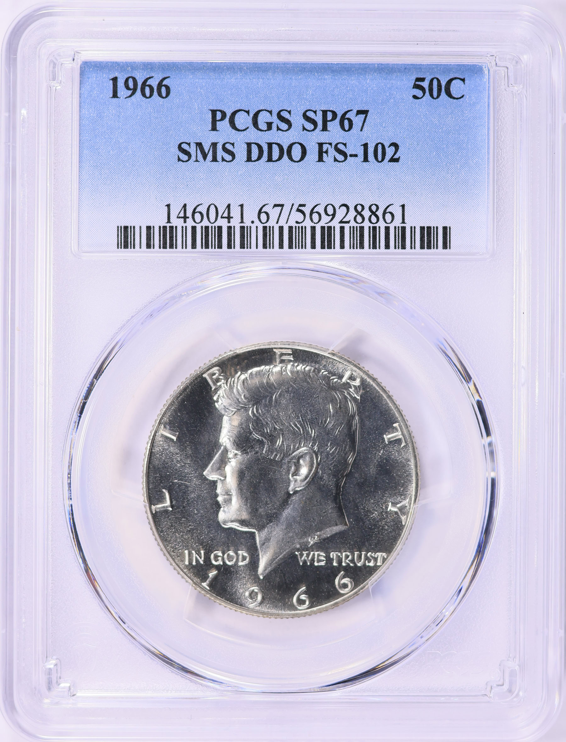 1966 Kennedy Half Dollar SMS Doubled Die Obverse FS-102 PCGS SP-67 (Item 1851765 ...