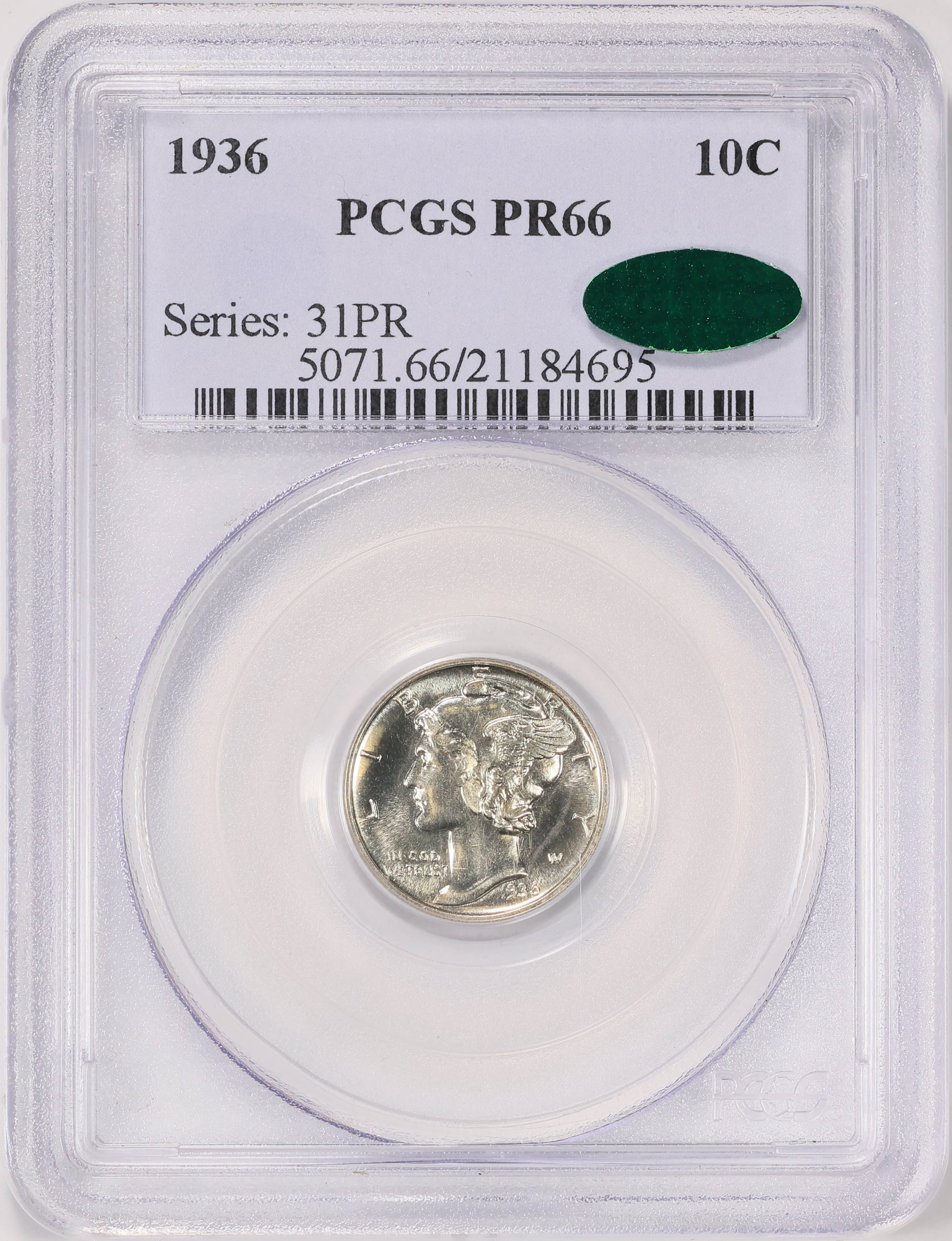 1936 Mercury Dime PCGS Proof-66 (CAC Green) (Item 1851776) | GreatCollections Coin Auctions
