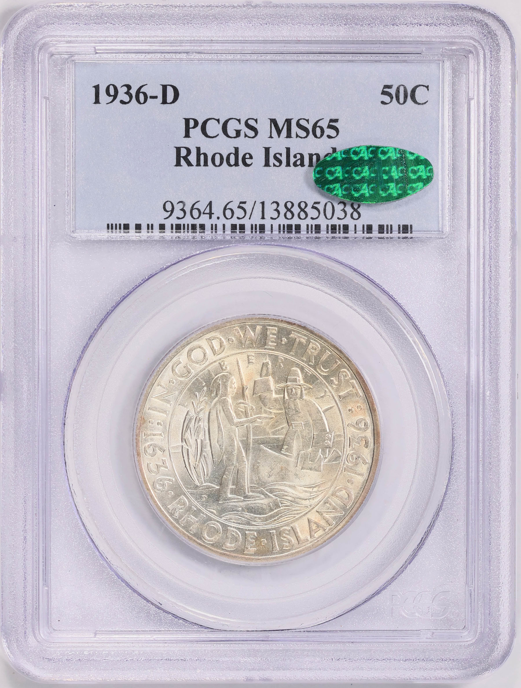 1936-D Providence, Rhode Island Tercentenary Half Dollar PCGS MS-65 ...