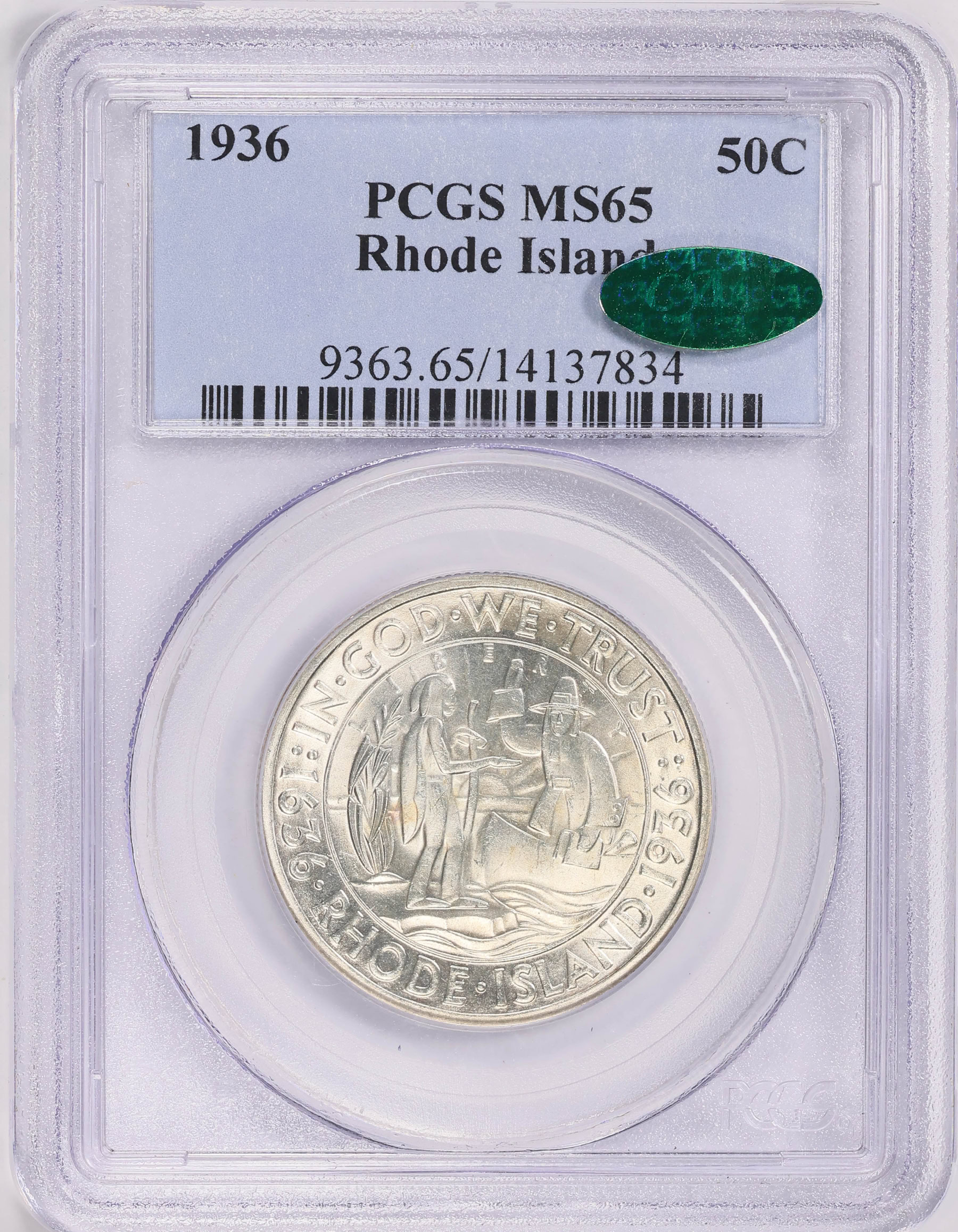 1936 Providence, Rhode Island Tercentenary Half Dollar PCGS MS-65 (CAC ...