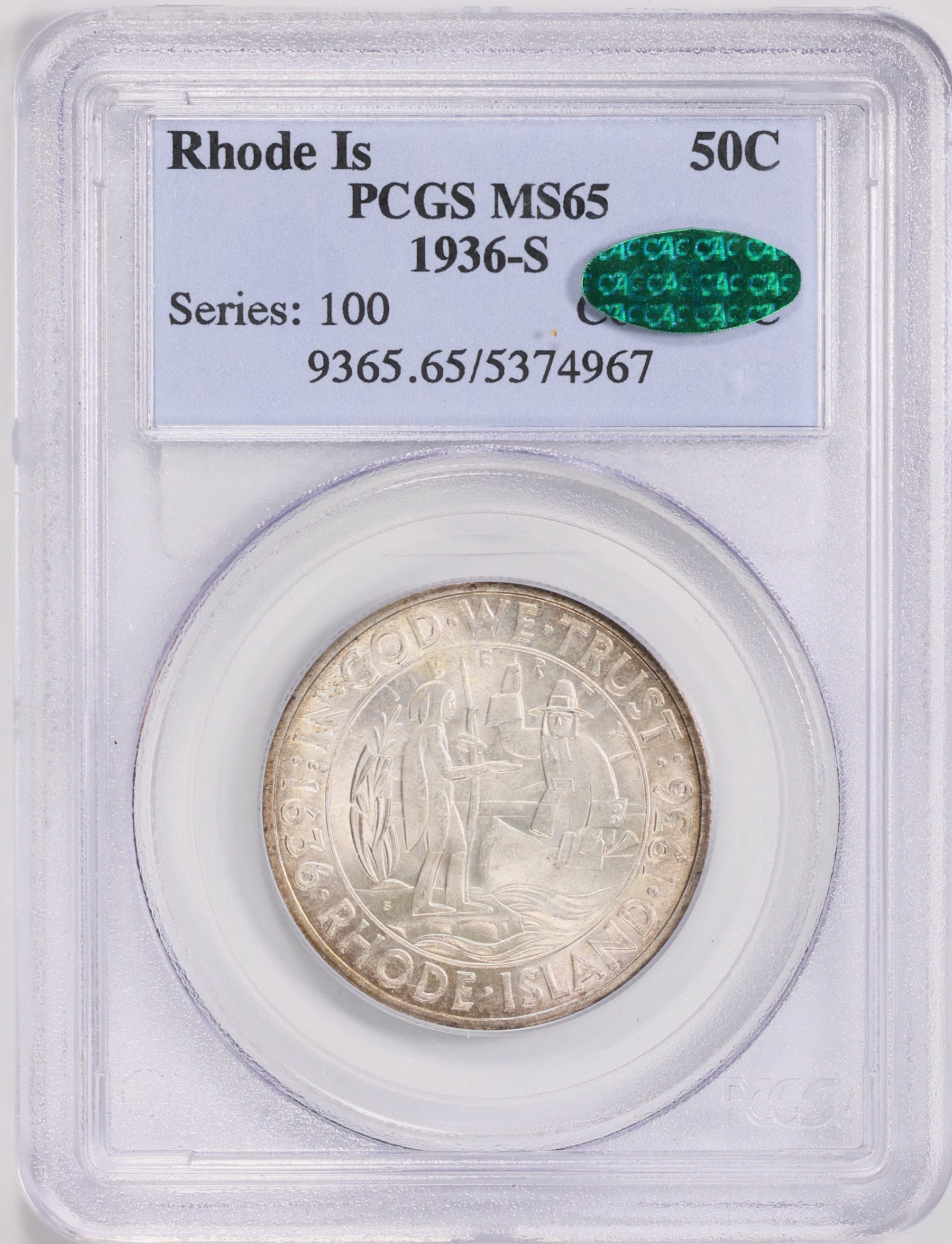 1936-S Providence, Rhode Island Tercentenary Half Dollar PCGS MS-65 ...