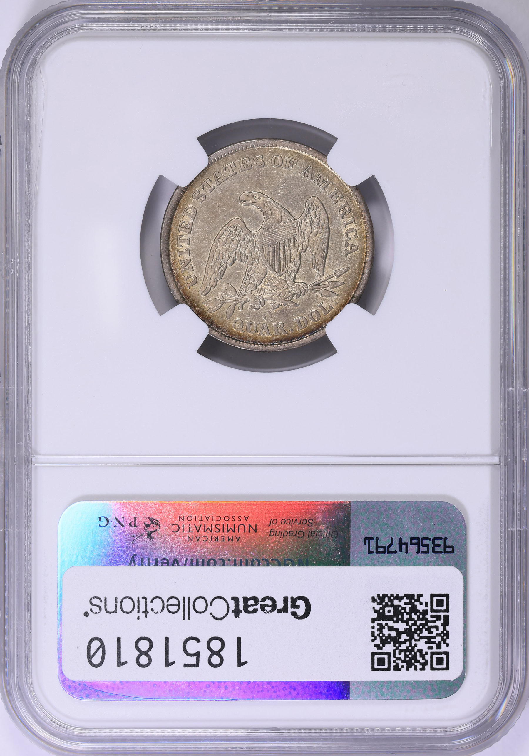 1840-O Seated Liberty Quarter No Drapery NGC AU-53 (Toned) (Item 1851810) | GreatCollections ...
