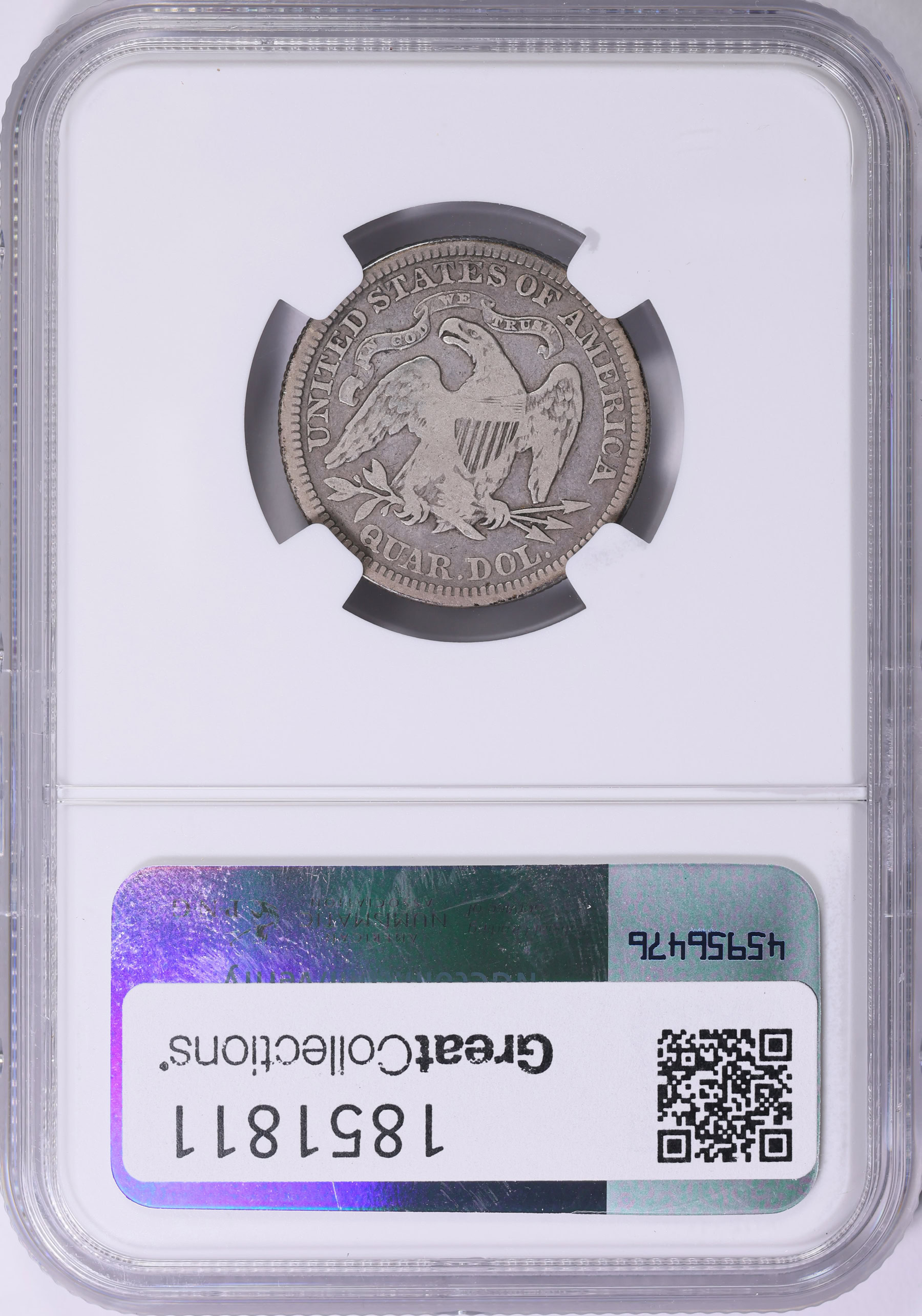 1866 Seated Liberty Quarter Motto NGC VF-20 (Toned) (Item 1851811 ...