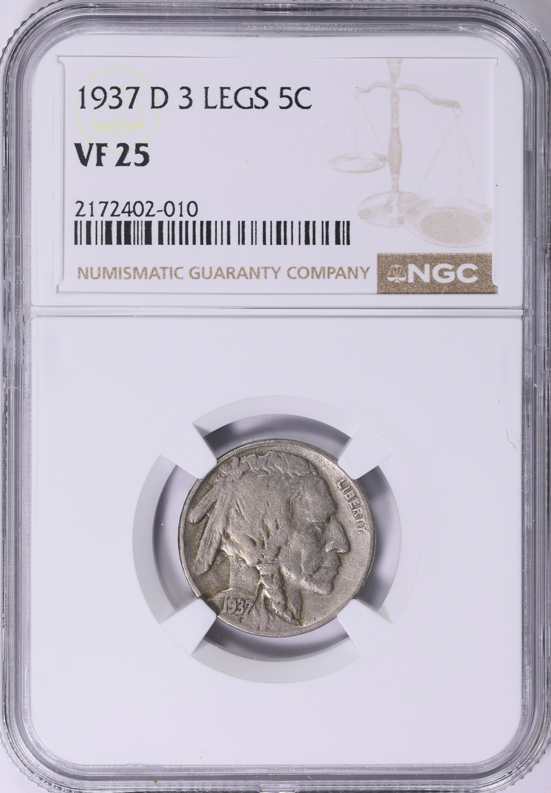 1937-D Buffalo Nickel 3 Legs NGC VF-25 (Item 1851823) | GreatCollections Coin Auctions