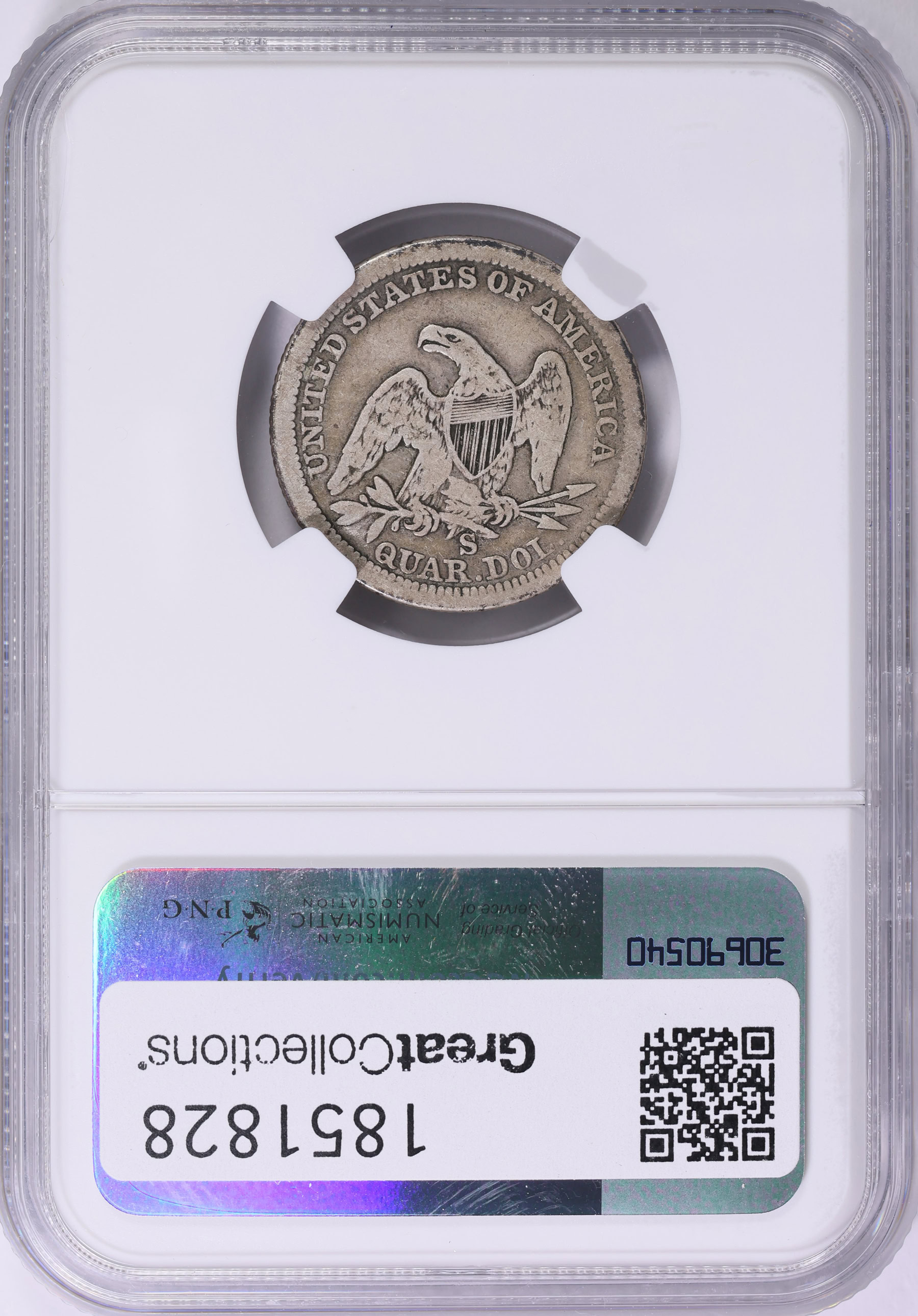 1865-S Seated Liberty Quarter NGC VF-20 (Item 1851828) | GreatCollections Coin Auctions