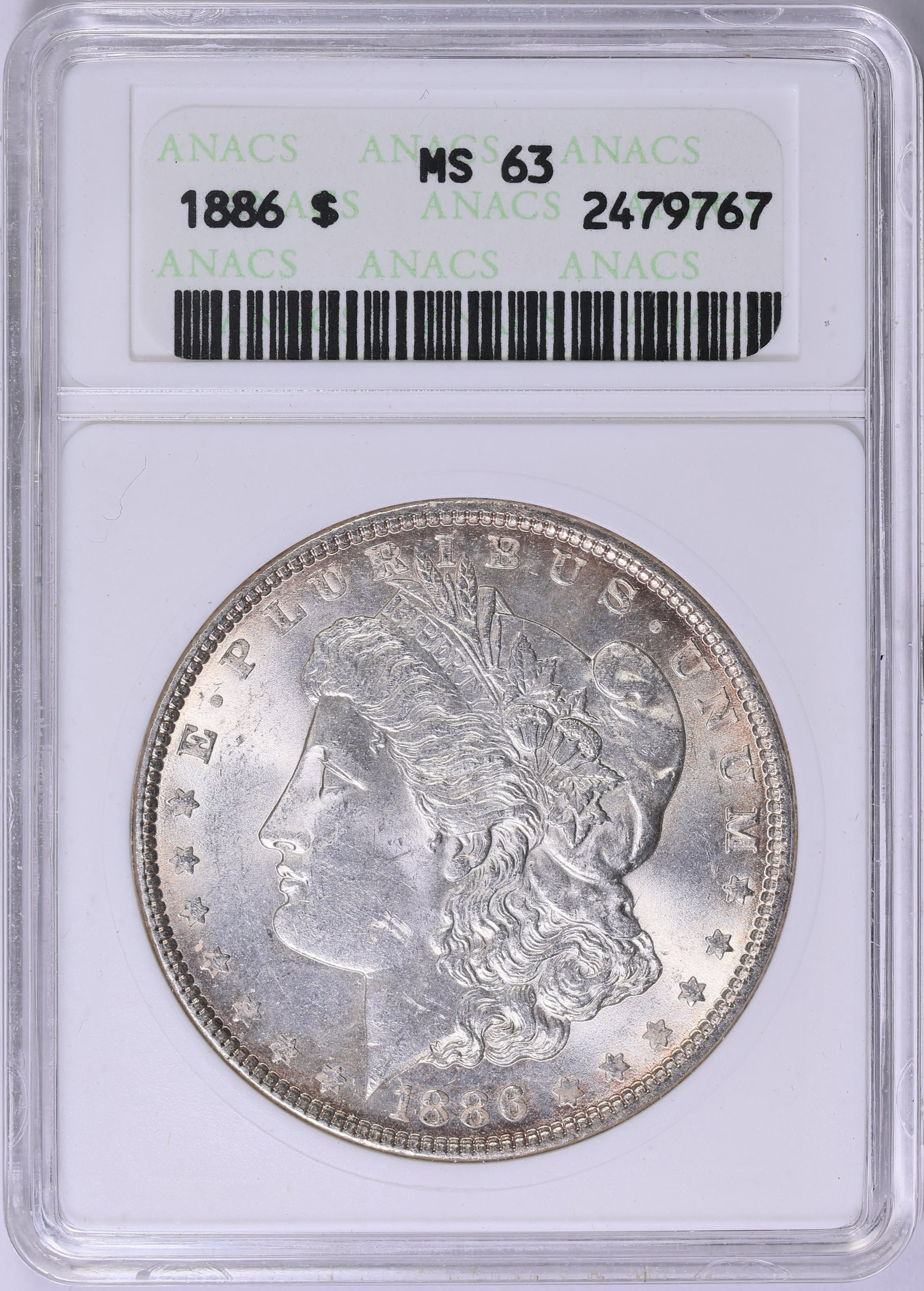 1886 Morgan Silver Dollar ANACS MS-63 OH (Item 1851848) | GreatCollections Coin Auctions