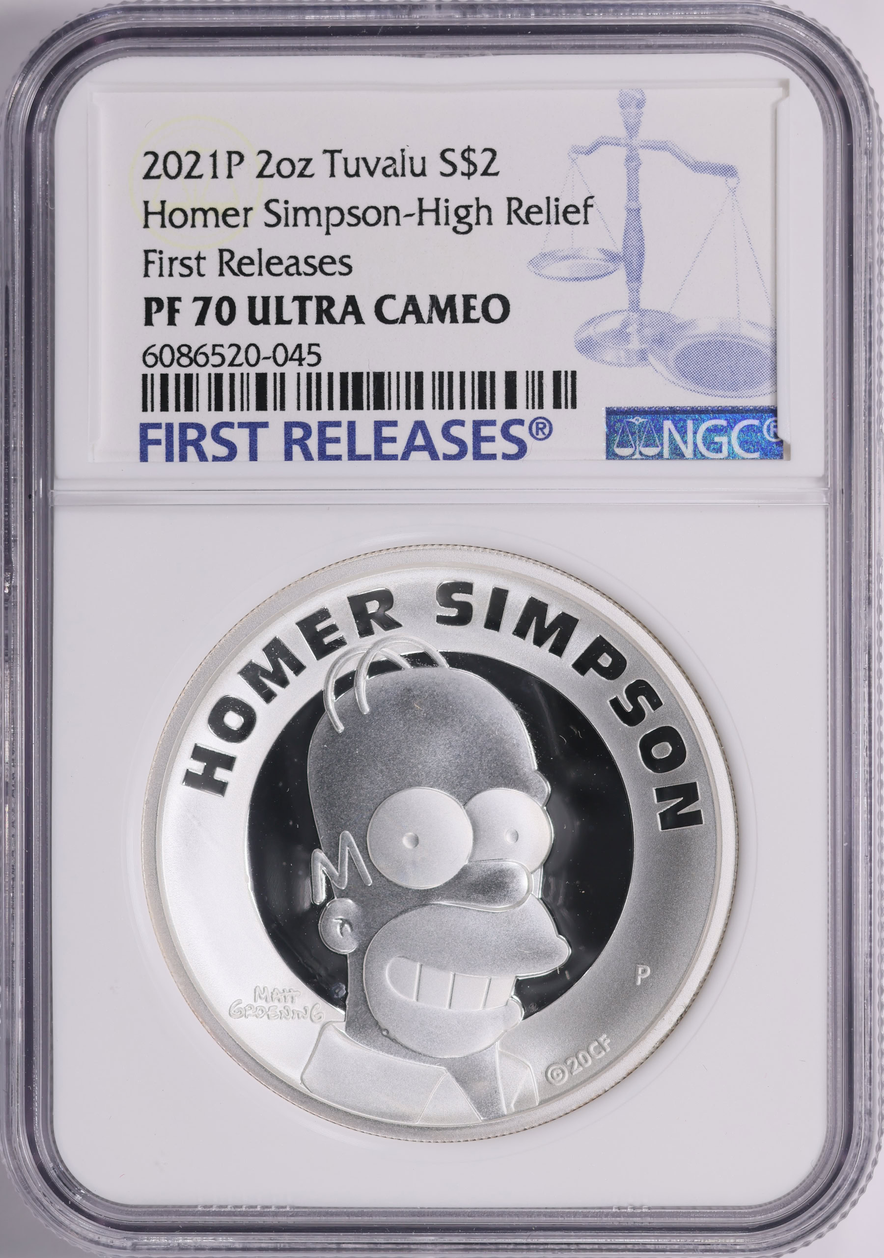 Tuvalu 2021-P Silver $2 Homer Simpson High Relief With Case of Issue ...