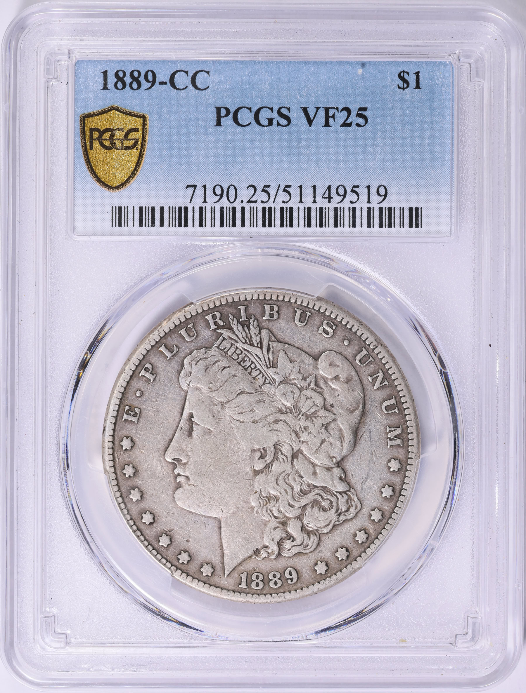 1889-CC Morgan Silver Dollar PCGS VF-25 (Item 1851892) | GreatCollections Coin Auctions