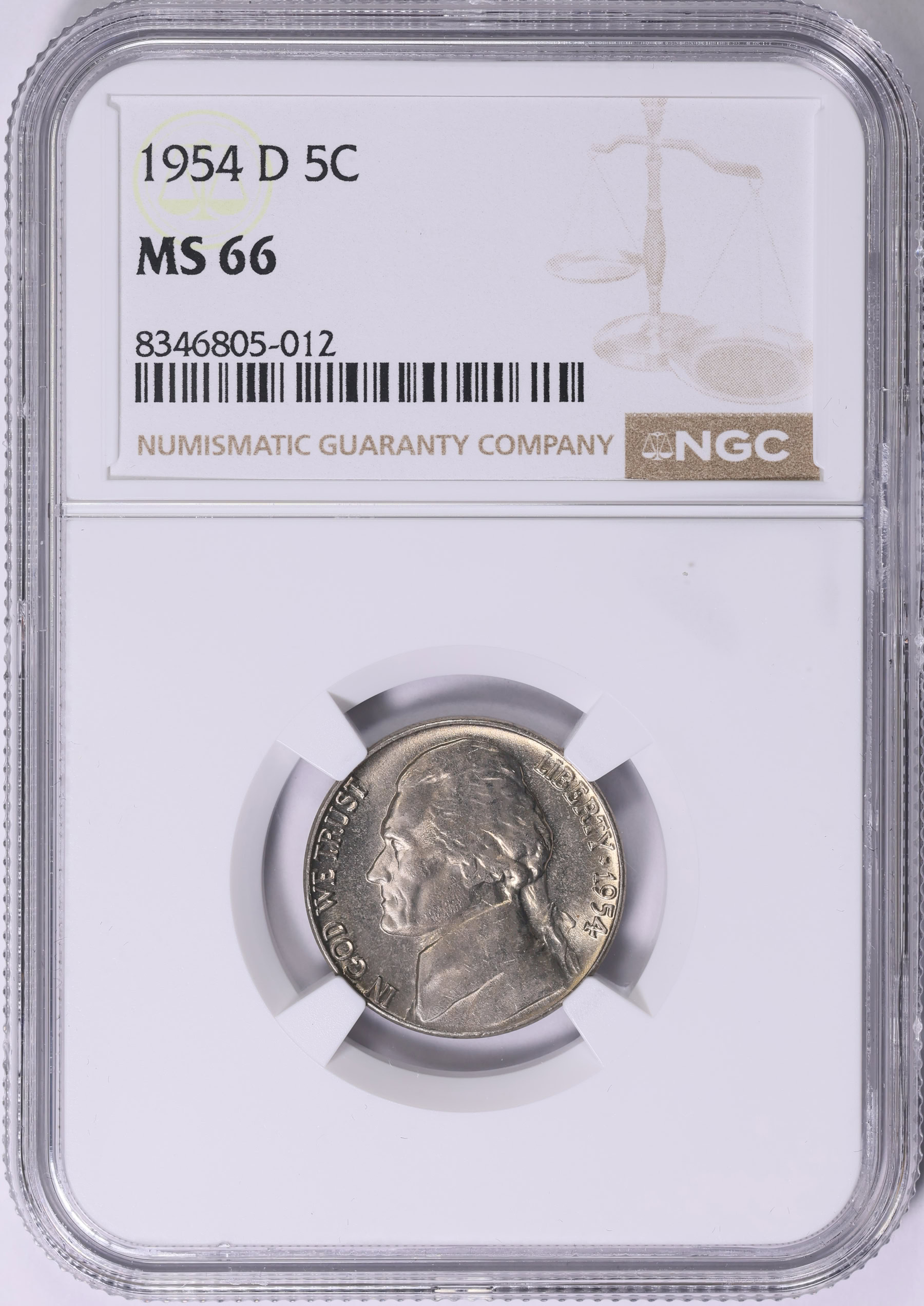1954-D Jefferson Nickel NGC MS-66 (Item 1851986) | GreatCollections Coin Auctions