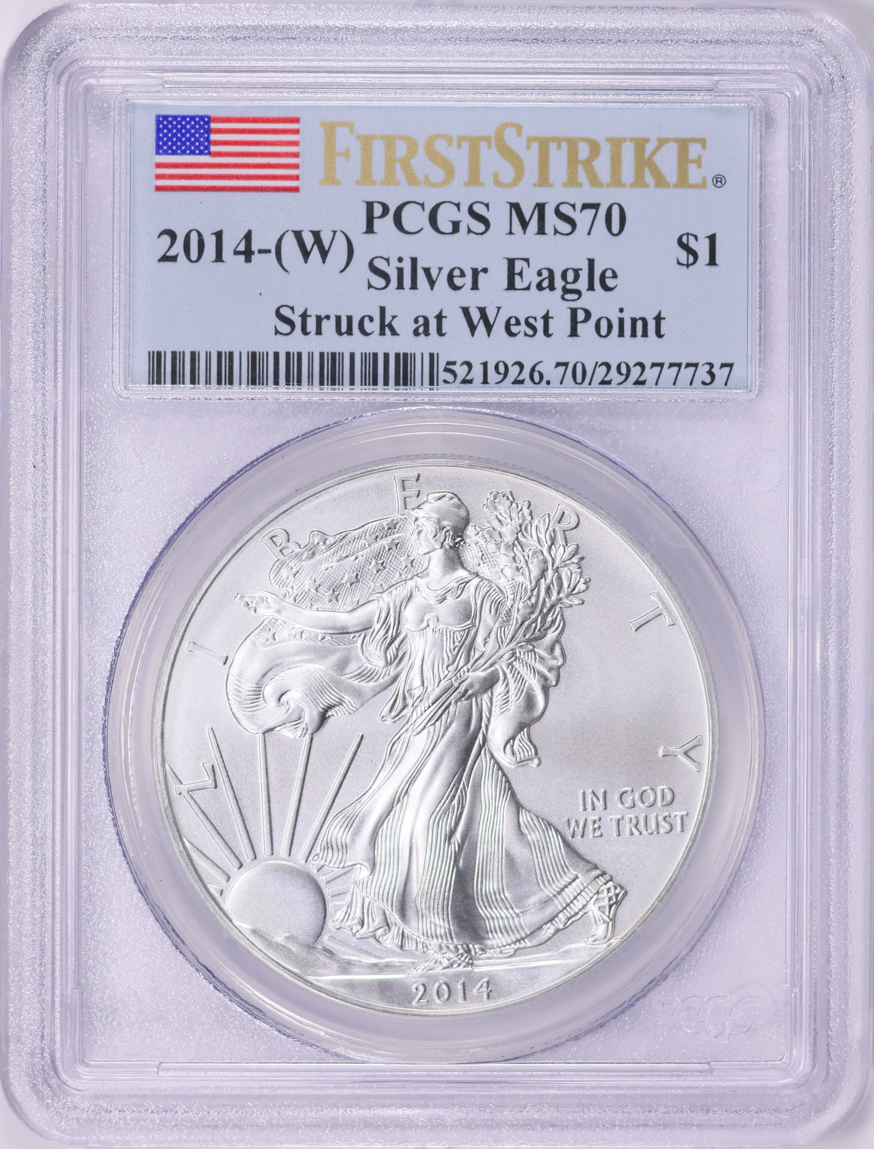 2014-(W) $1 Silver Eagle First Strike Struck at West Point PCGS MS-70 (Item 1852084 ...