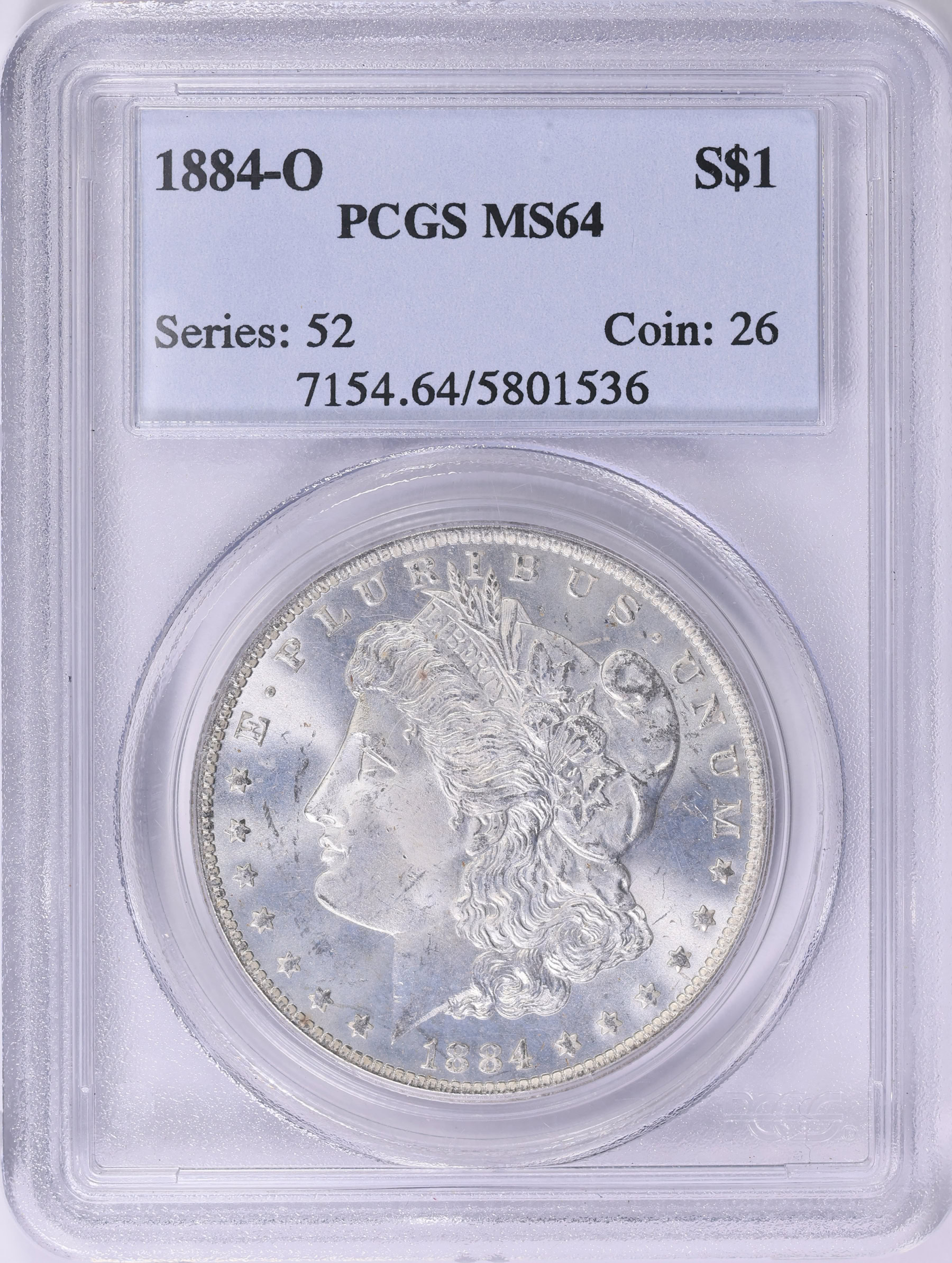 1884-O Morgan Silver Dollar PCGS MS-64 (Item 1852213) | GreatCollections Coin Auctions