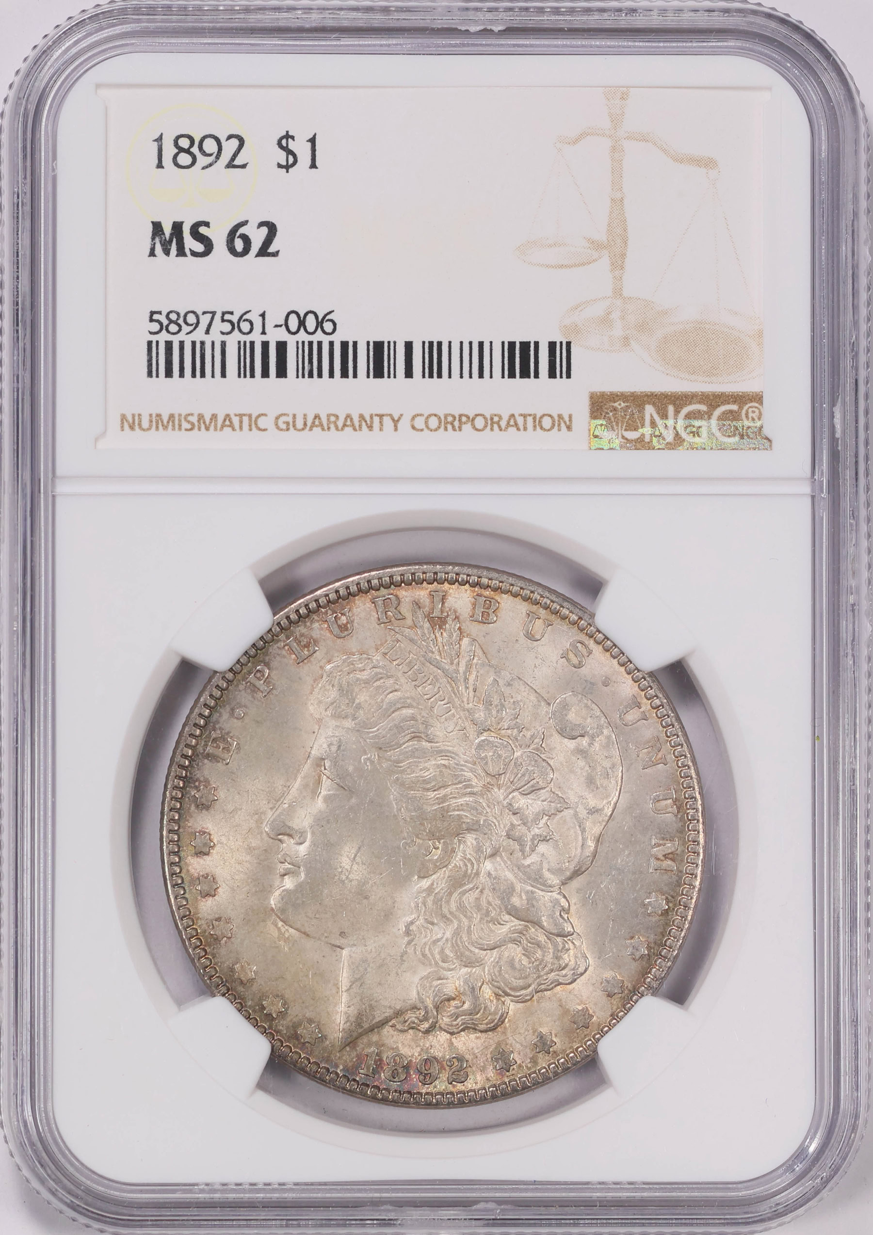 1892 Morgan Silver Dollar NGC MS-62 (Item 1852231) | GreatCollections Coin Auctions