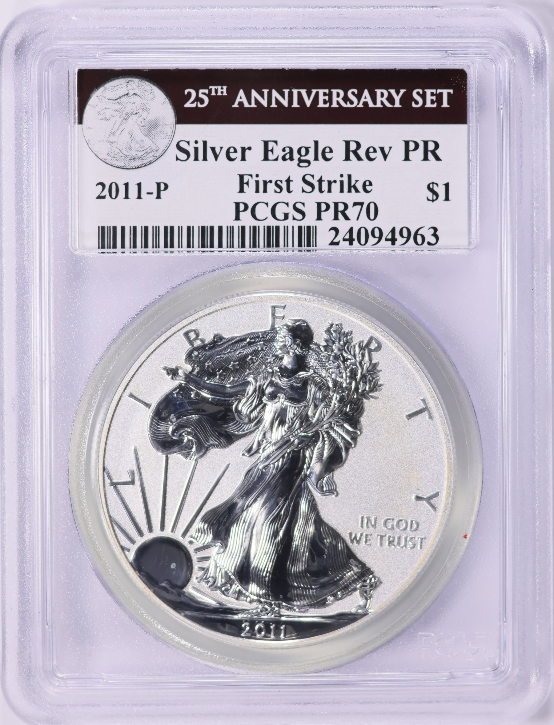 2011-P $1 Silver Eagle Reverse Proof 25th Anniversary First Strike PCGS ...