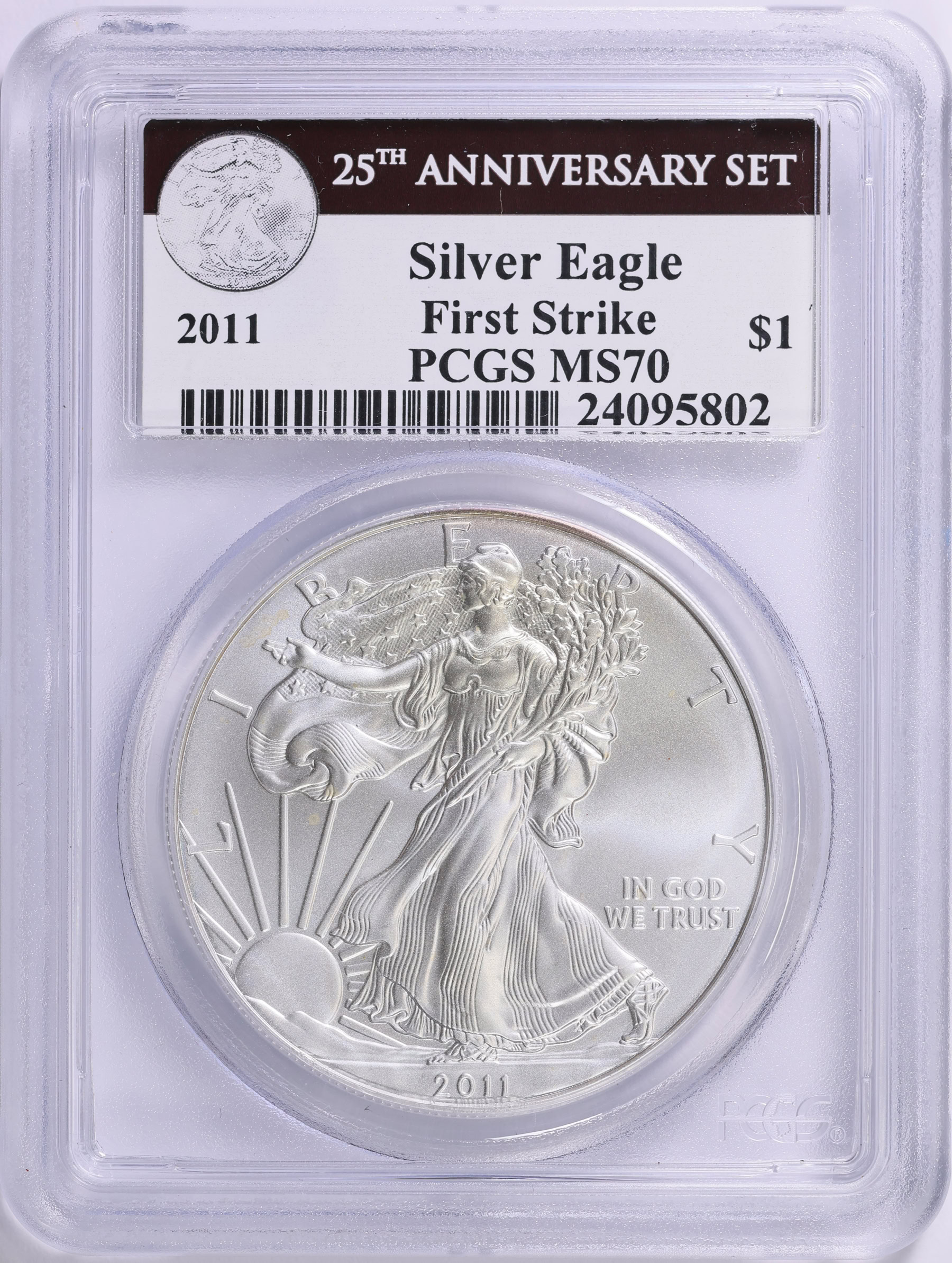 2011 $1 Silver Eagle 25th Anniversary First Strike PCGS MS-70 (Item 1852366) | GreatCollections ...