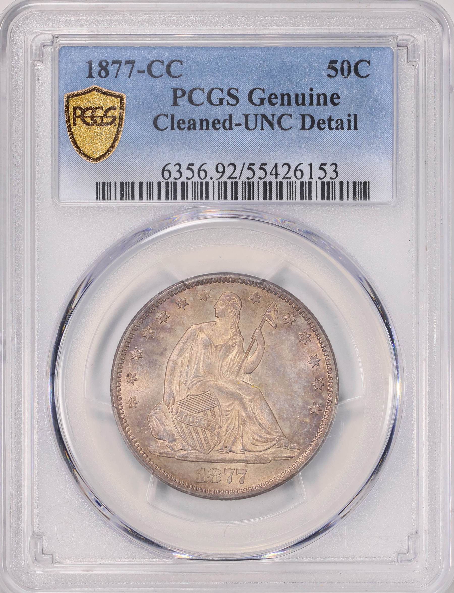 1877-CC Seated Liberty Half Dollar PCGS Genuine Unc Details (Item 1852402) | GreatCollections ...